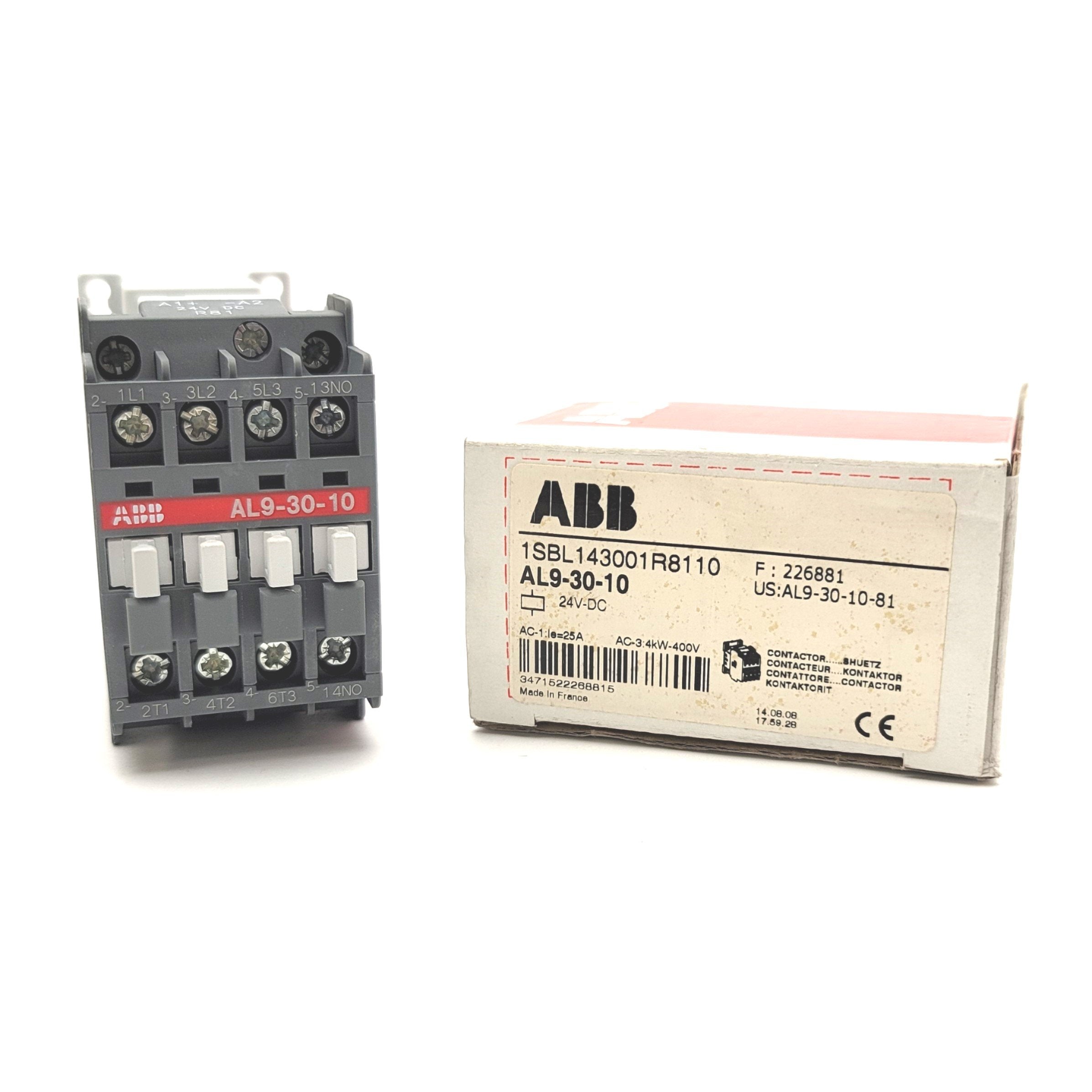 ABB AL9-30-10 General Purpose Contactor 3-Pole 220-690VAC, 9A, 24VDC C – Next Day Automation