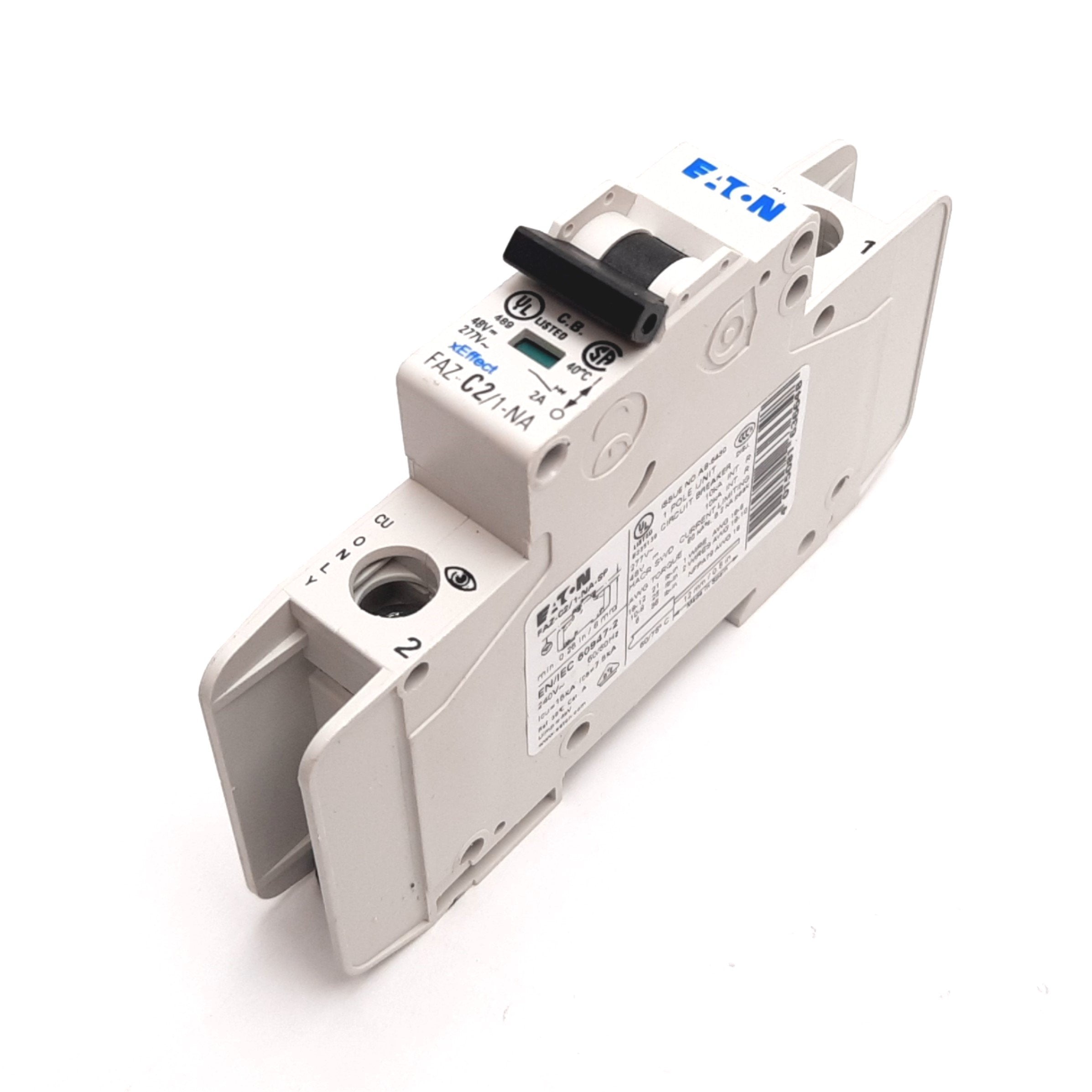 Eaton FAZ-C2/1-NA-SP Miniature Circuit Breaker 1-Pole C-Curve, 2A 277V – Next Day Automation