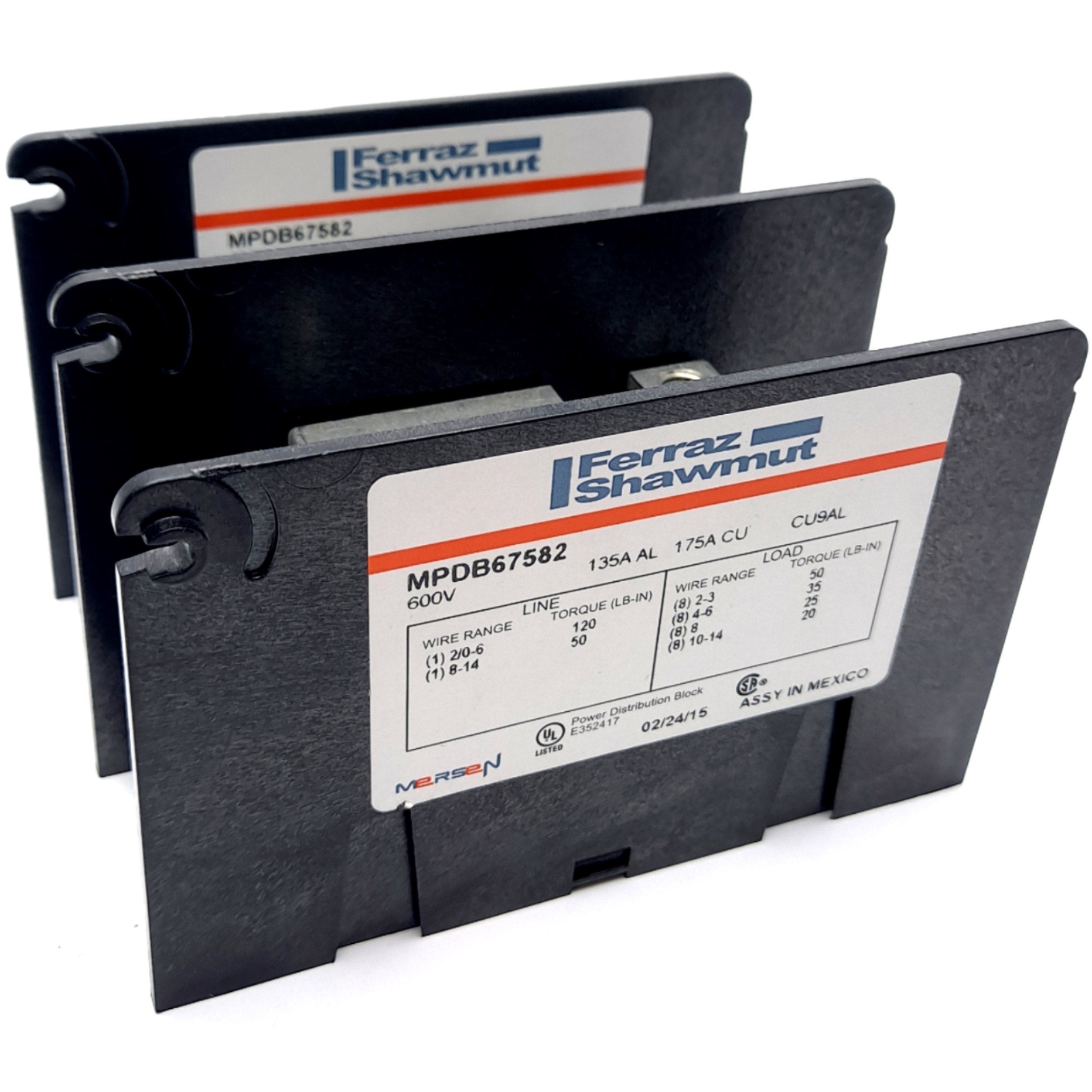 Ferraz Shawmut MPDB67582 Power Distribution Block 600V 175A, *3 Poles* – Next Day Automation