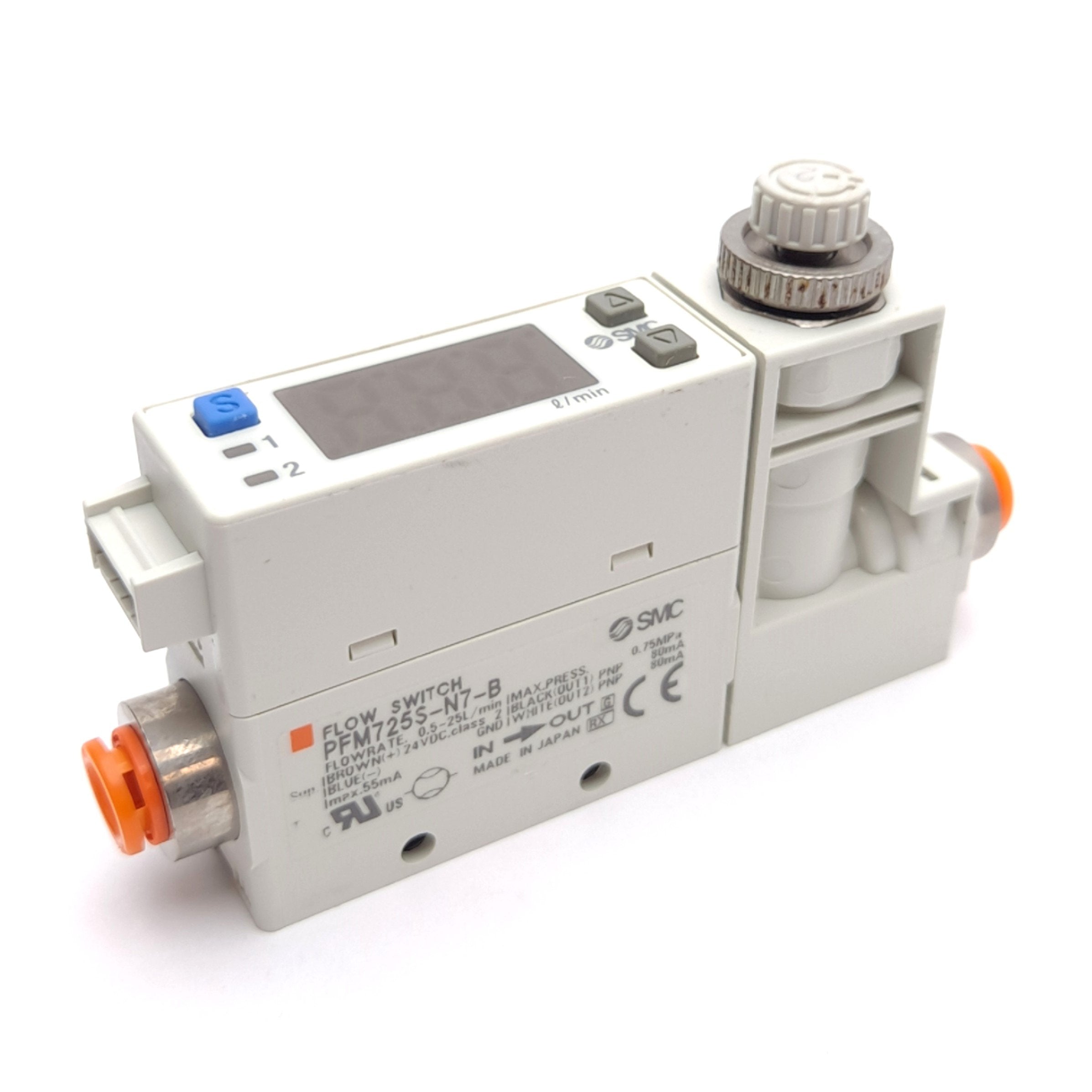 SMC PFM725S-N7-B Digital Flow Switch, 0.5-25 l/min, PNP Output, 0.75MP – Next Day Automation
