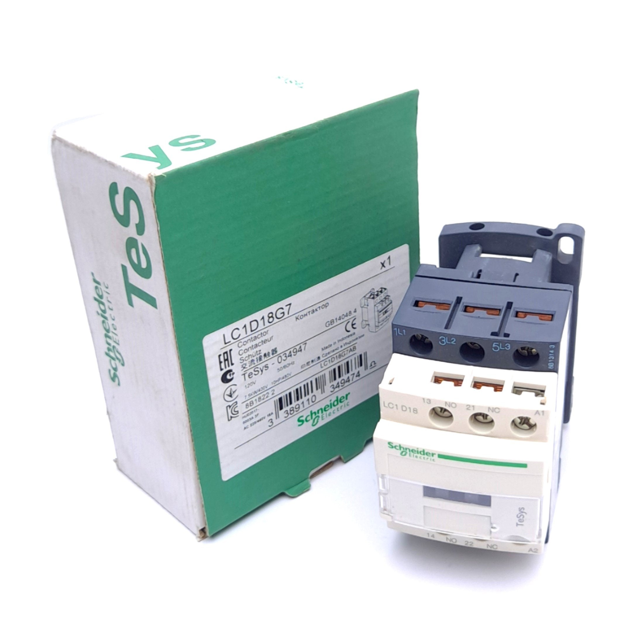 Schneider Electric LC1D18G7 Contactor, 3-Pole + 1NO 1NC, 18A 600VAC, 1 – Next Day Automation