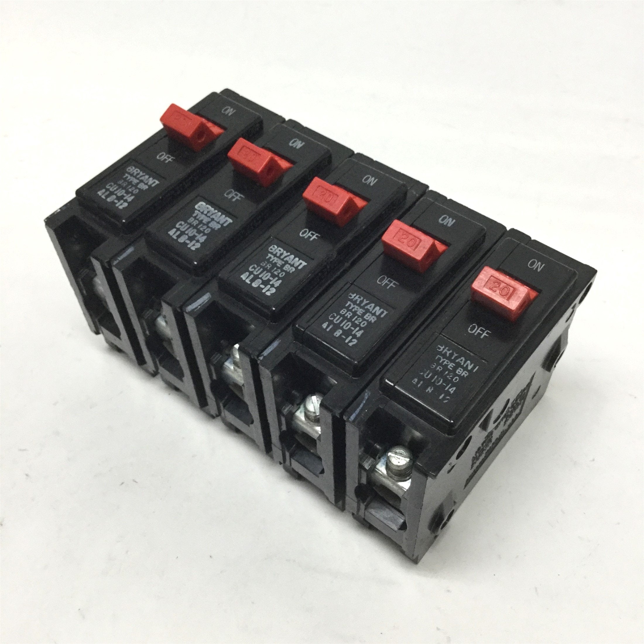 Lot of 5 Bryant BR120 Interchangeable Circuit Breaker, 1-Pole, 20A, 12 ...