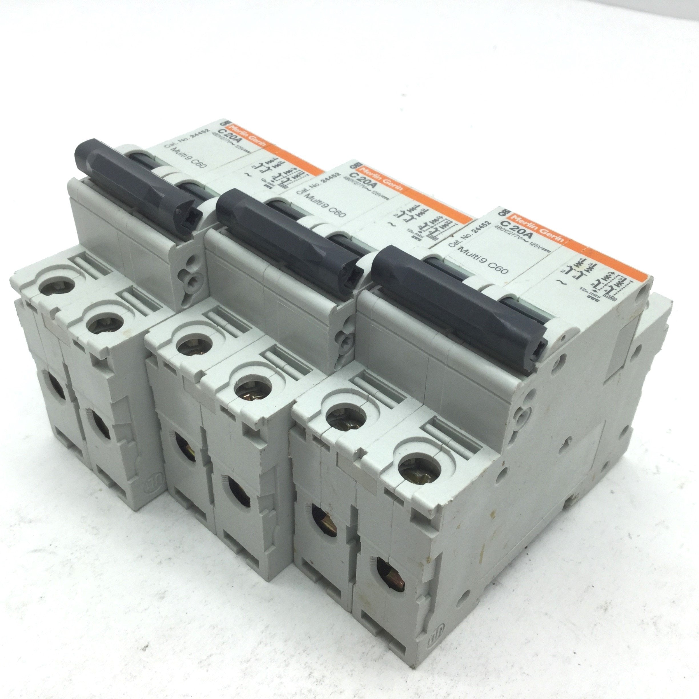 Lot of 3 Merlin Gerin Multi9 C60 Circuit Breakers, 2-Pole, C-Curve, Ra – Next Day Automation