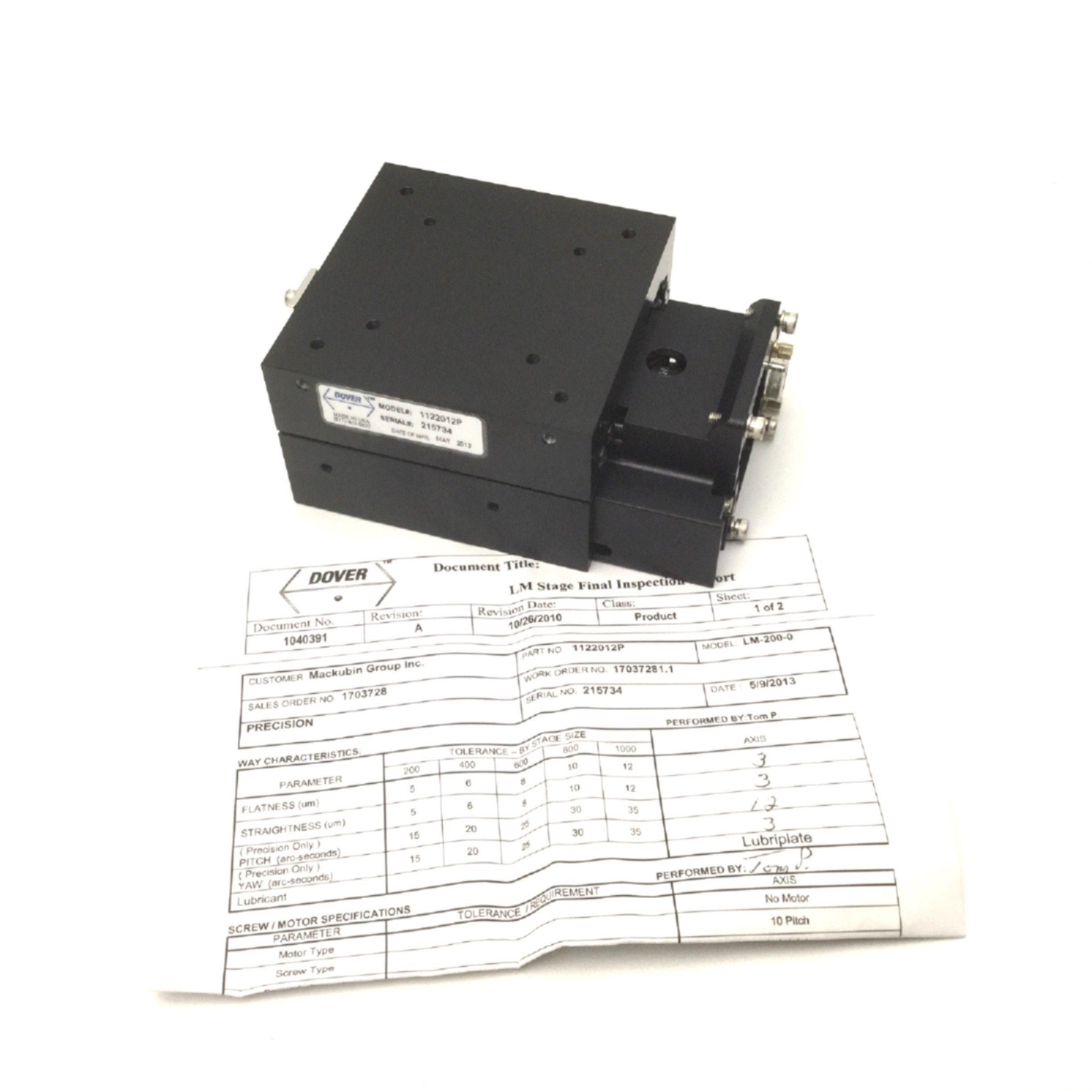 DOVER LM-200 Precision Stage Linear Screw Actuator Positioner Table, 2 ...