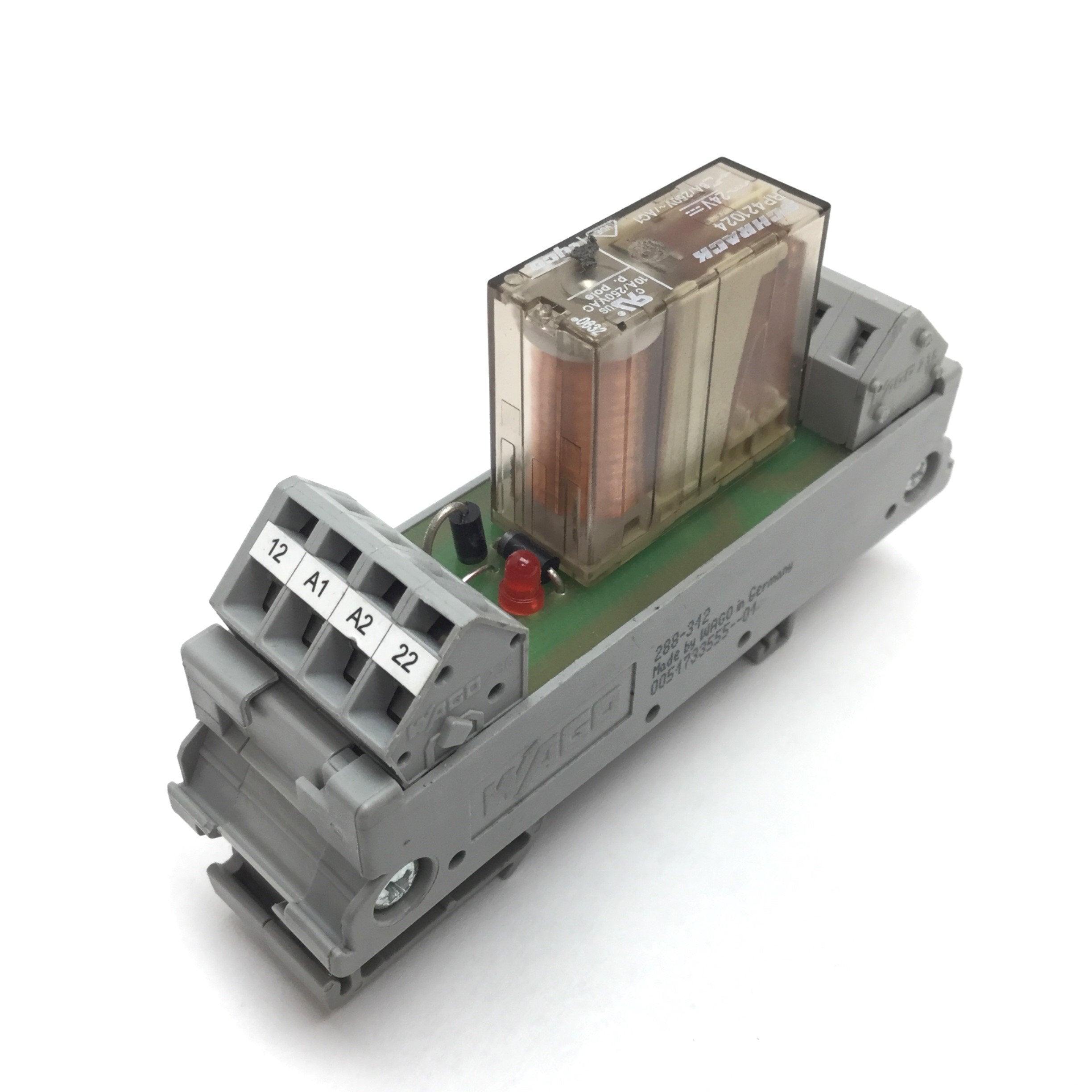 Wago 288-312 Relay Module, DPST, Coil: 24VDC, Contact: 8A 250VAC, DIN ...