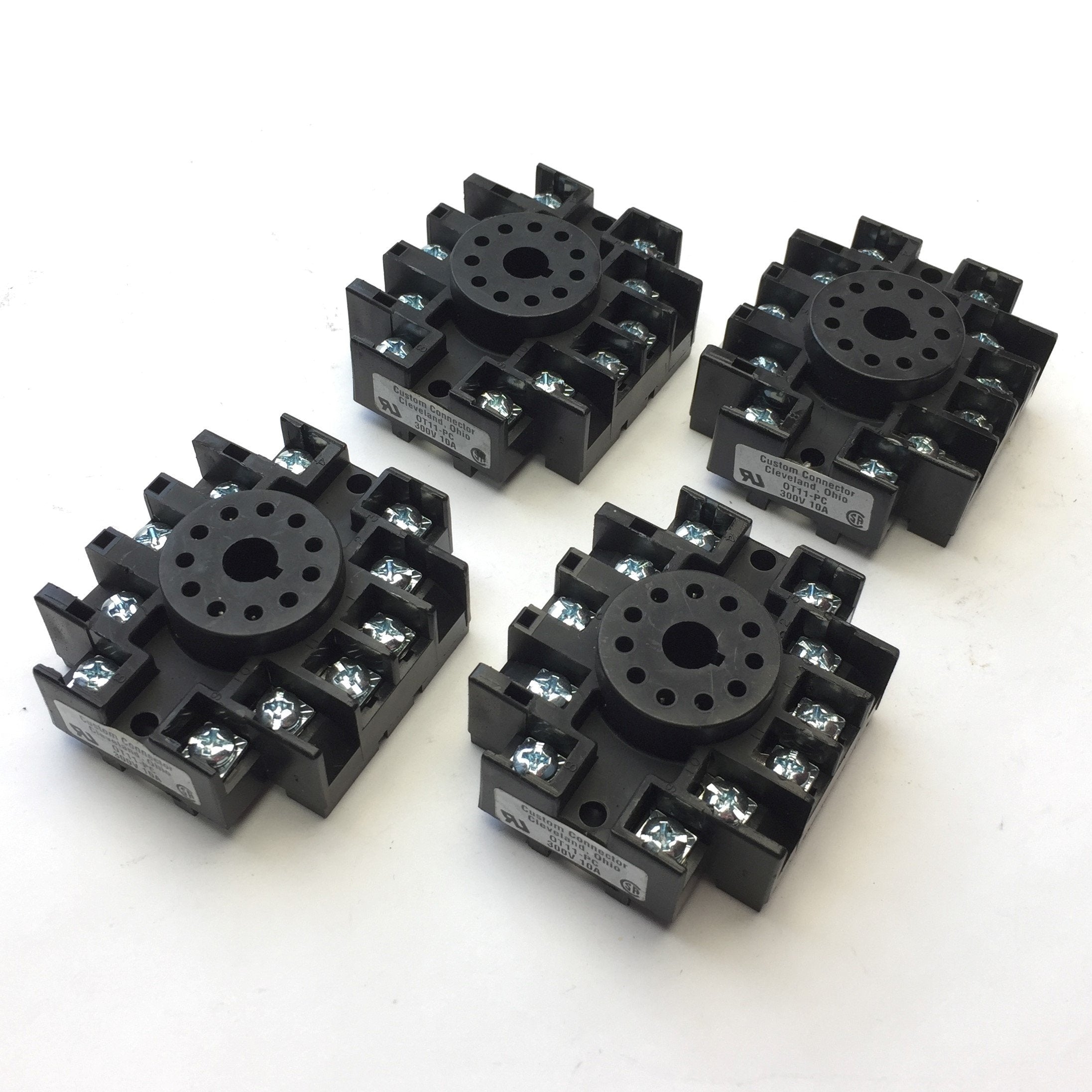 Lot of 4 Custom Connector OT11-PC Relay Socket Base, 11-Pin, 300V 10A ...