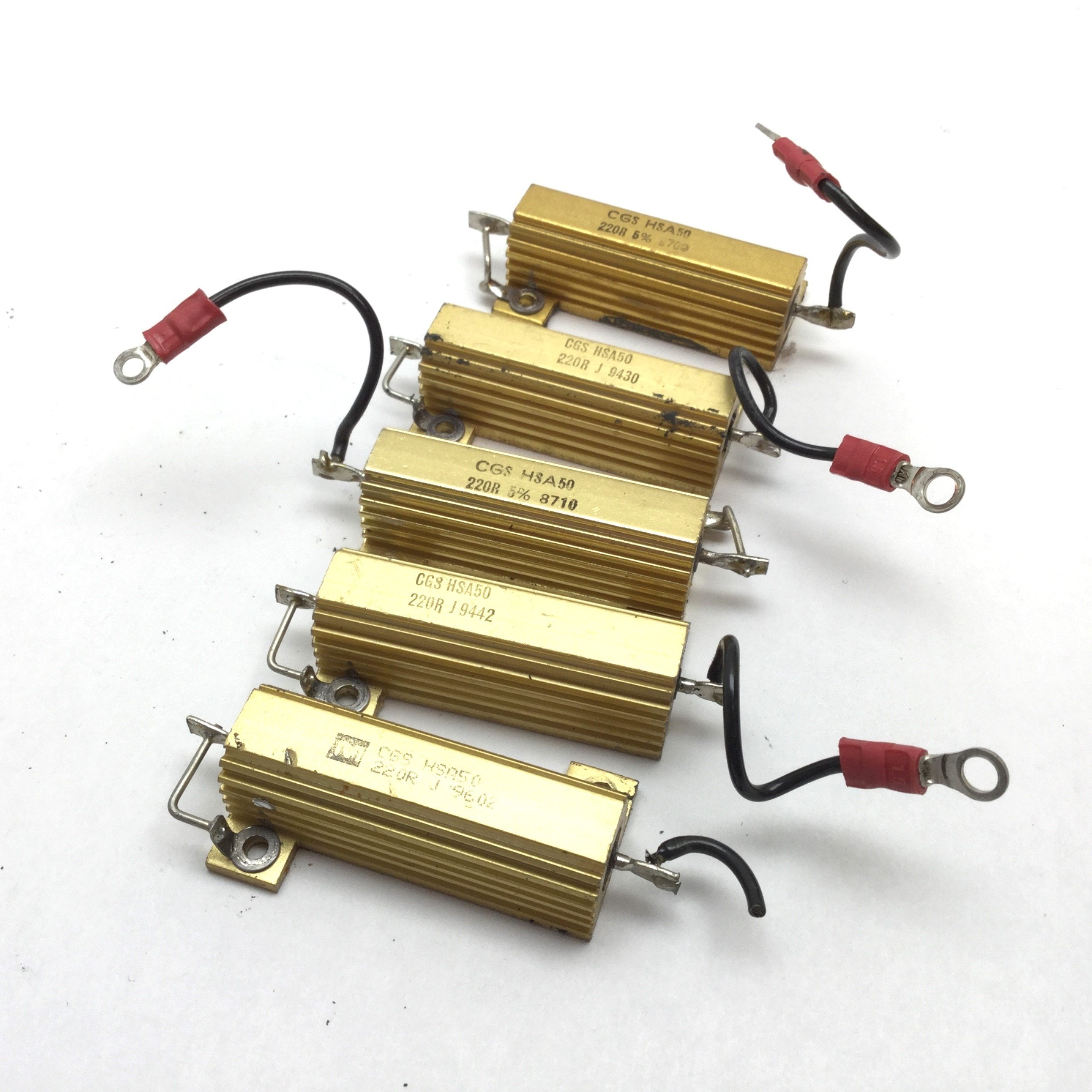 Lot of 5 CGS HSA50 220R Power Resistor, 220 Ohms, 5% Tolerance, 50 Wat ...