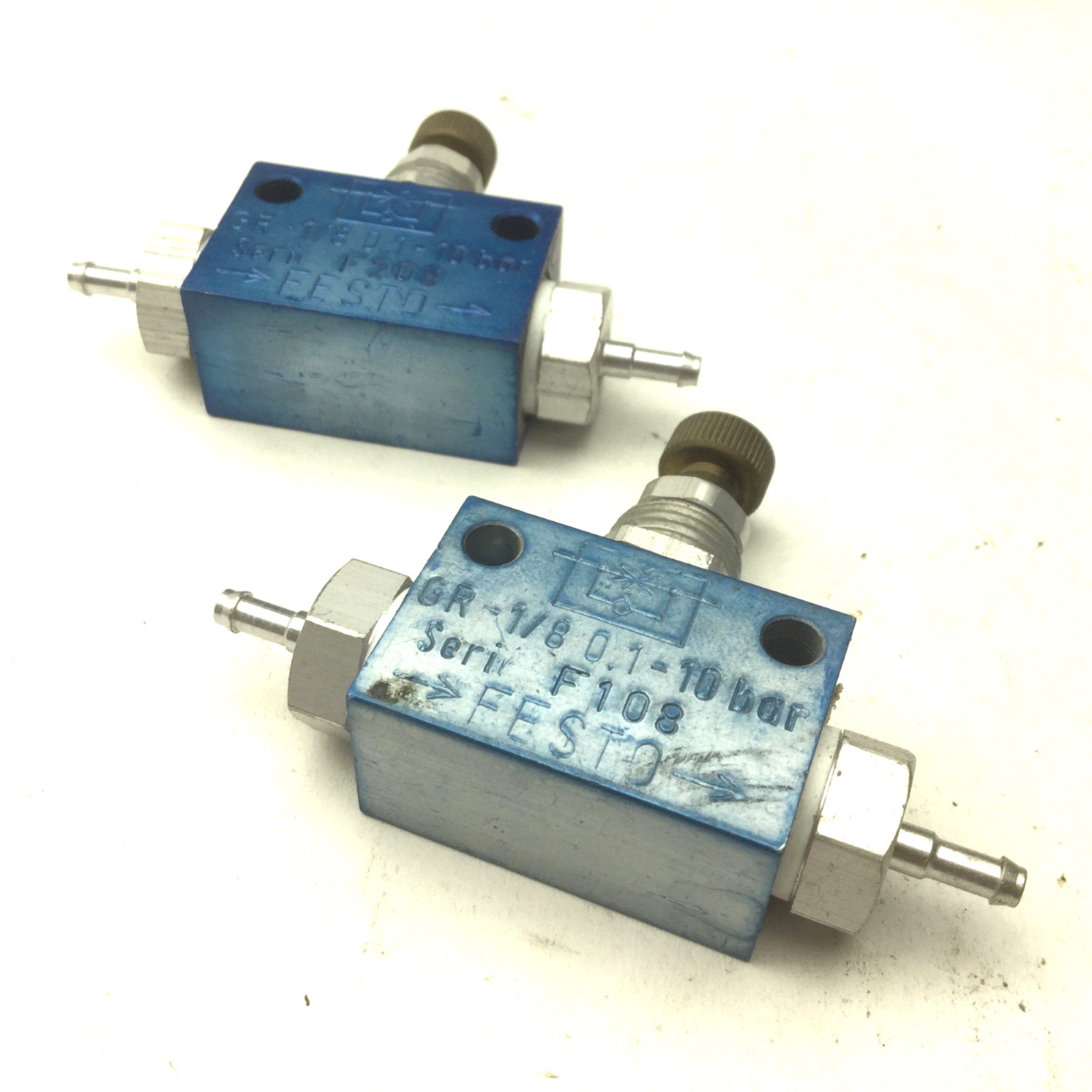 Lot of 2 Festo GR-1/8 Flow Control Valve, Inline, 0.1-10 bar, Ports: G ...