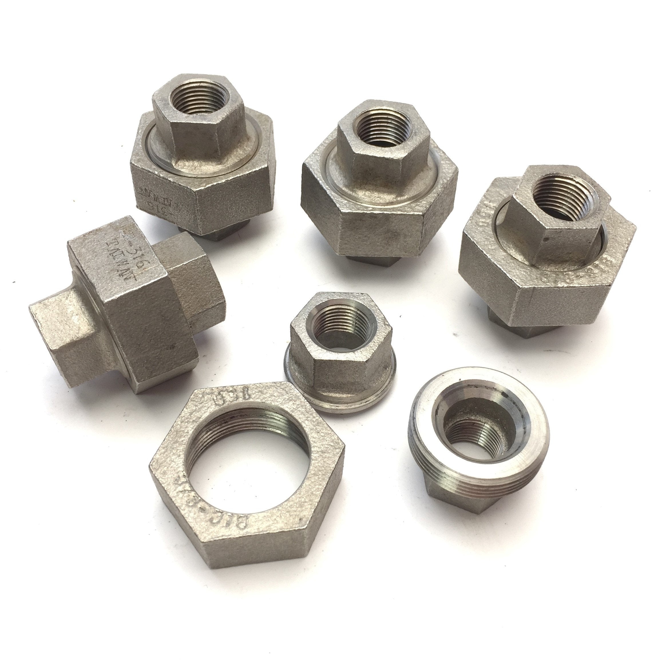 Lot of 5 Stainless Steel SS 316 Union Fittings, 3/8" FNPT, Class 150 ...