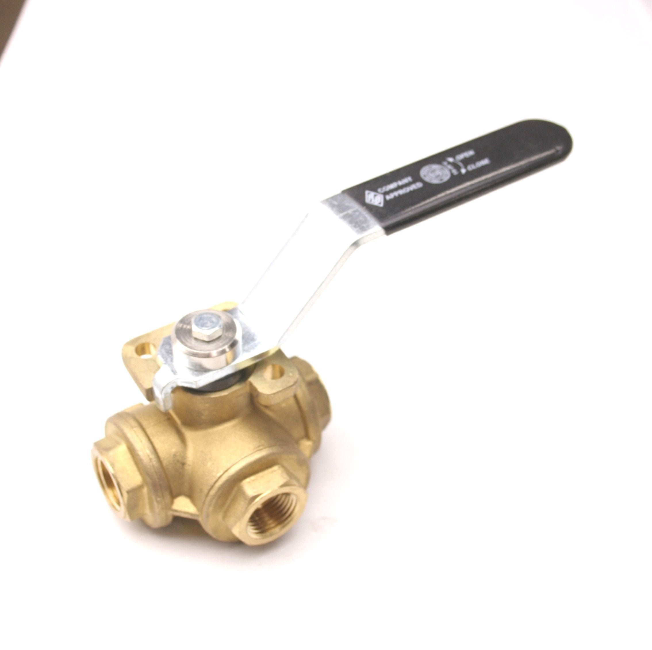 New RB CW617N PN30 Ball Valve, 3-Way, Brass, 3/8" NPT, With Handle ...