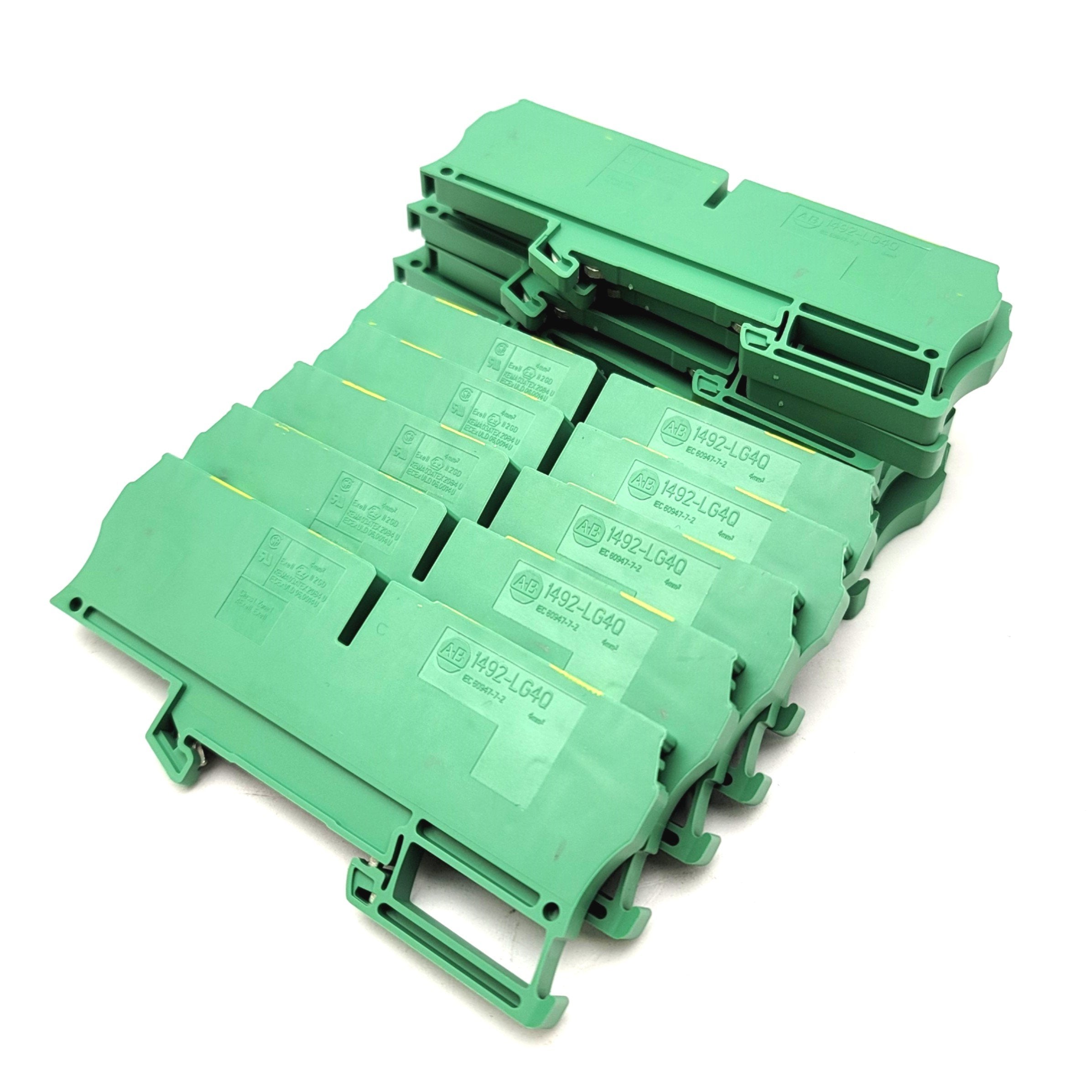 Lot Of 9 Allen Bradley 1492-LG3Q Feed Through Grounding Terminal Block ...