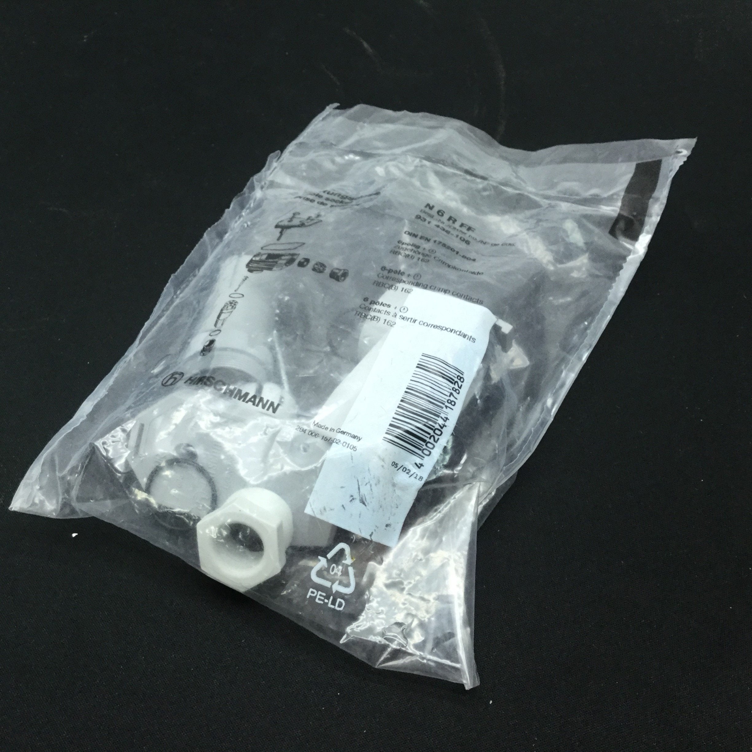 New HIRSCHMANN N6RFF Connector Barrel 6-Pin 1 Ground Round Body Right ...