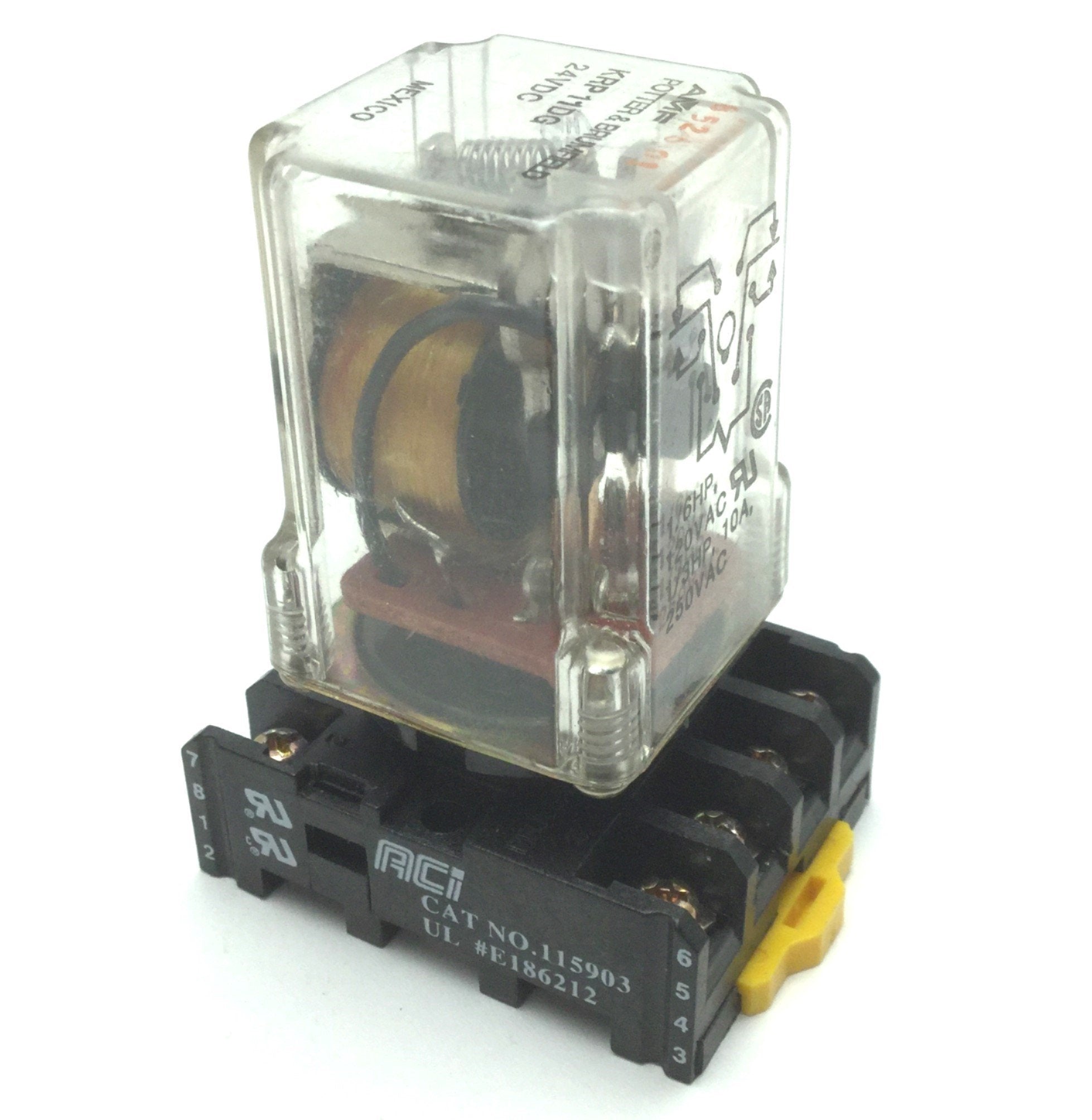 Potter and Brumfield KRP-11DG-24 Relay with ACI 115903 Relay Socket Ba ...