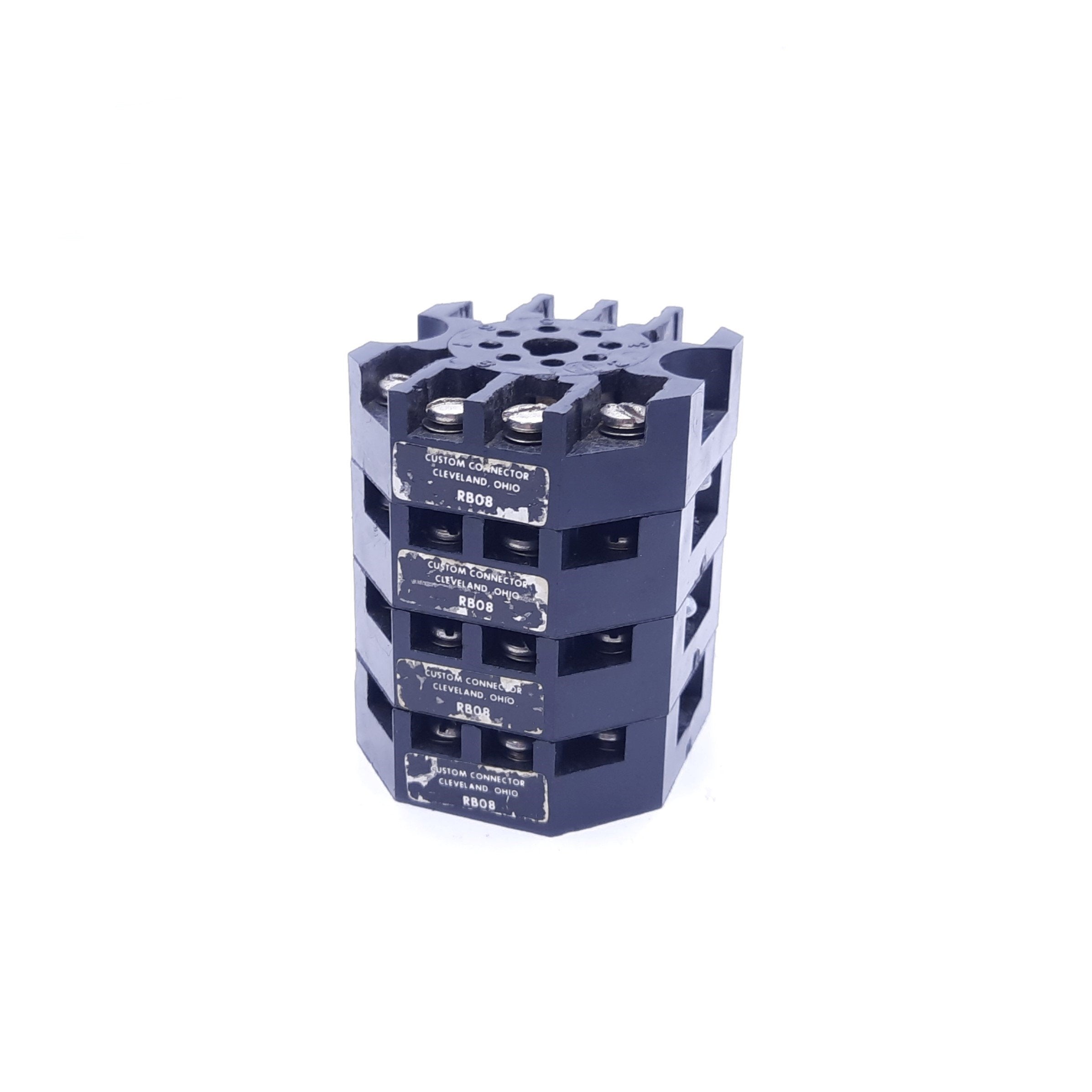 Lot of 4 Custom Connector RB08 8-Pin Relay Sockets, 600 VAC, 10 A, Pan ...