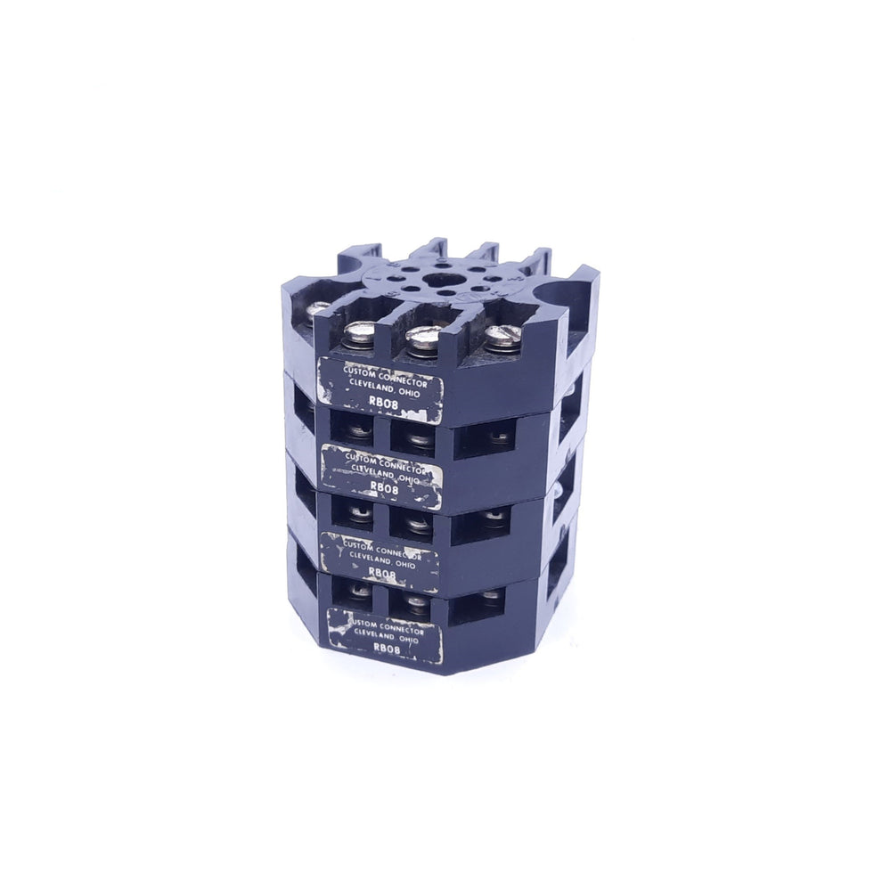 Lot of 4 Custom Connector RB08 8-Pin Relay Sockets, 600 VAC, 10 A, Pan ...
