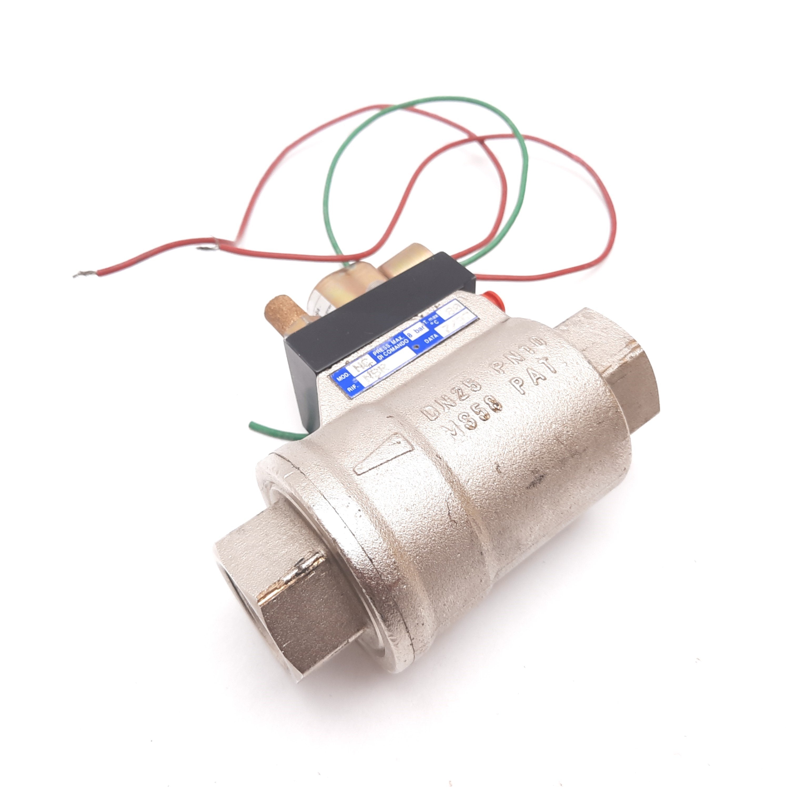 Omal VNC10006 Pneumatic NC Axial Flow Valve, 1" DN25, 8 bar Max, With ...