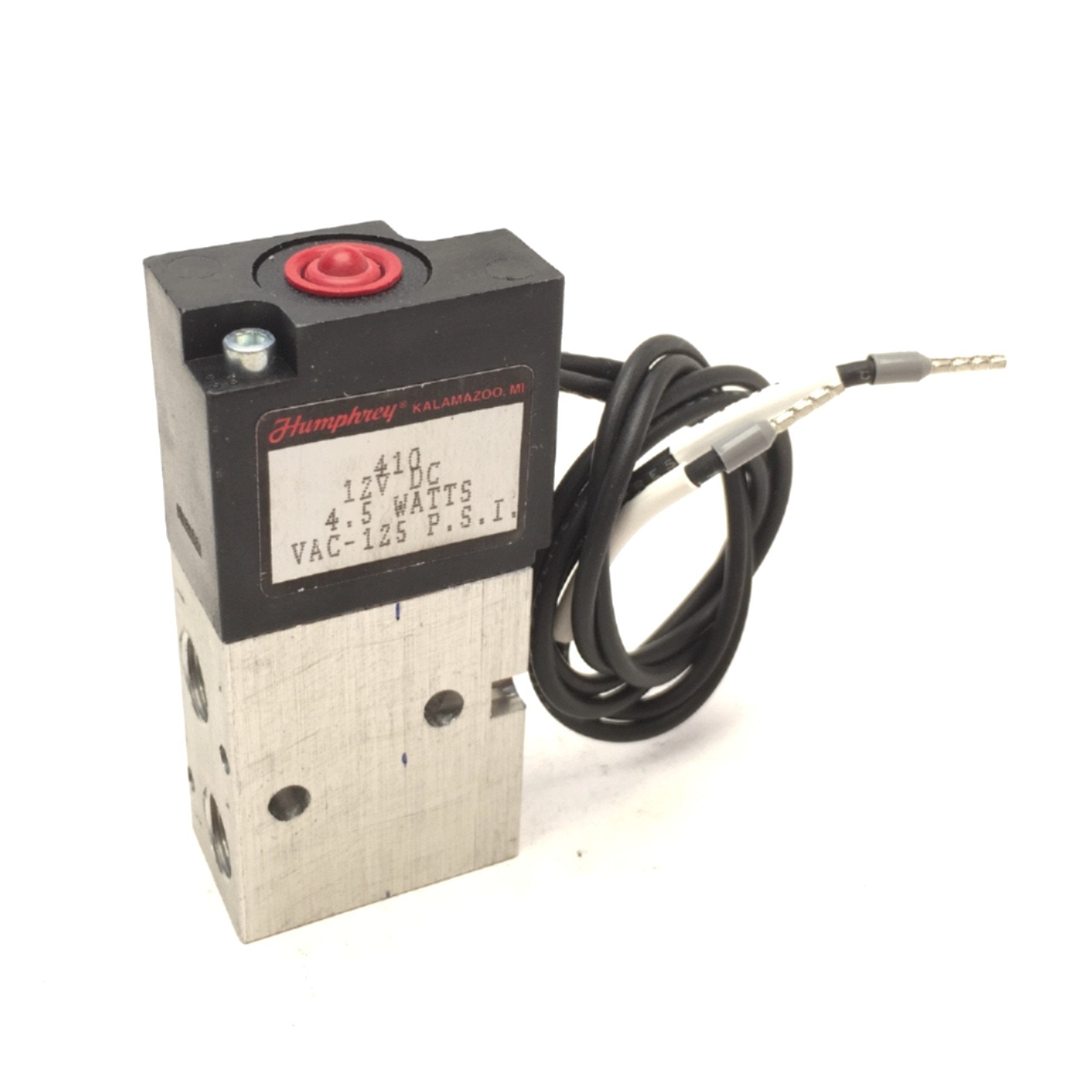 Humphrey 410 Pneumatic Solenoid Valve, 4-Port, 2-Position, 12VDC, 4.5W ...