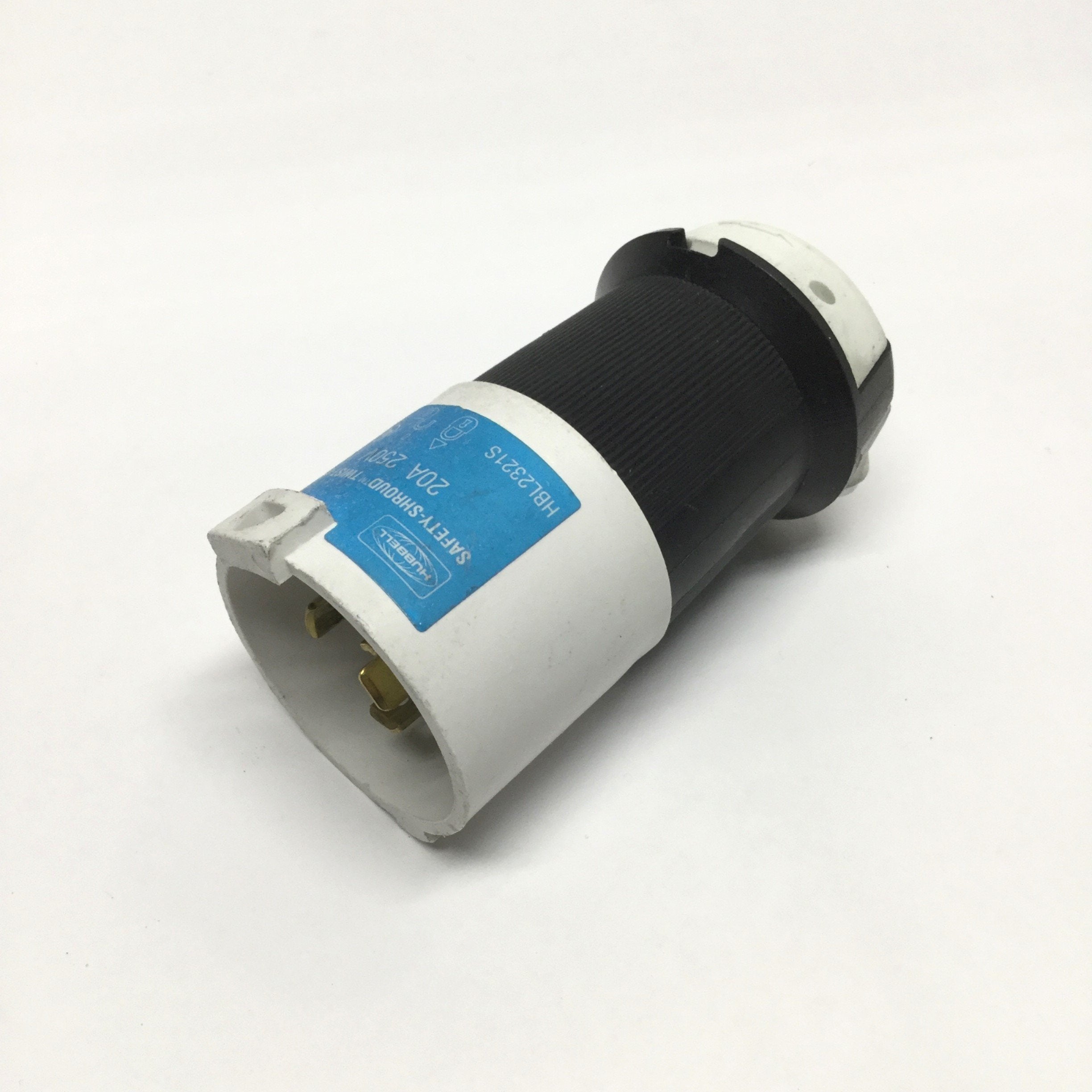 Hubbell HBL2321S Safety-Shroud Twist-Lock Plug 20A, 2-Pole, 3-Wire NEM ...