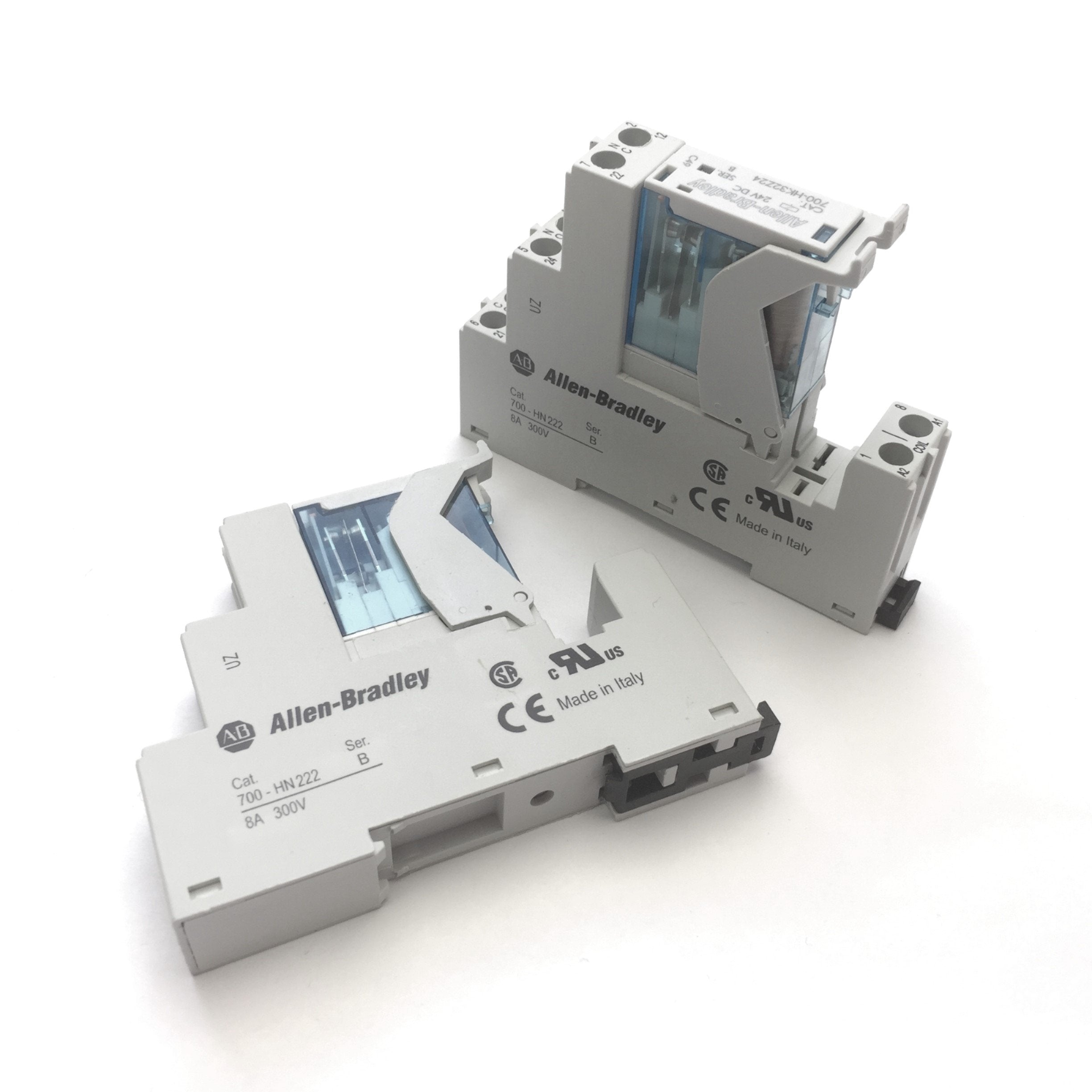 Lot of 2 Allen Bradley 700-HK32Z24 Ser B Relay & 700-HN222 Base, 2PDT ...
