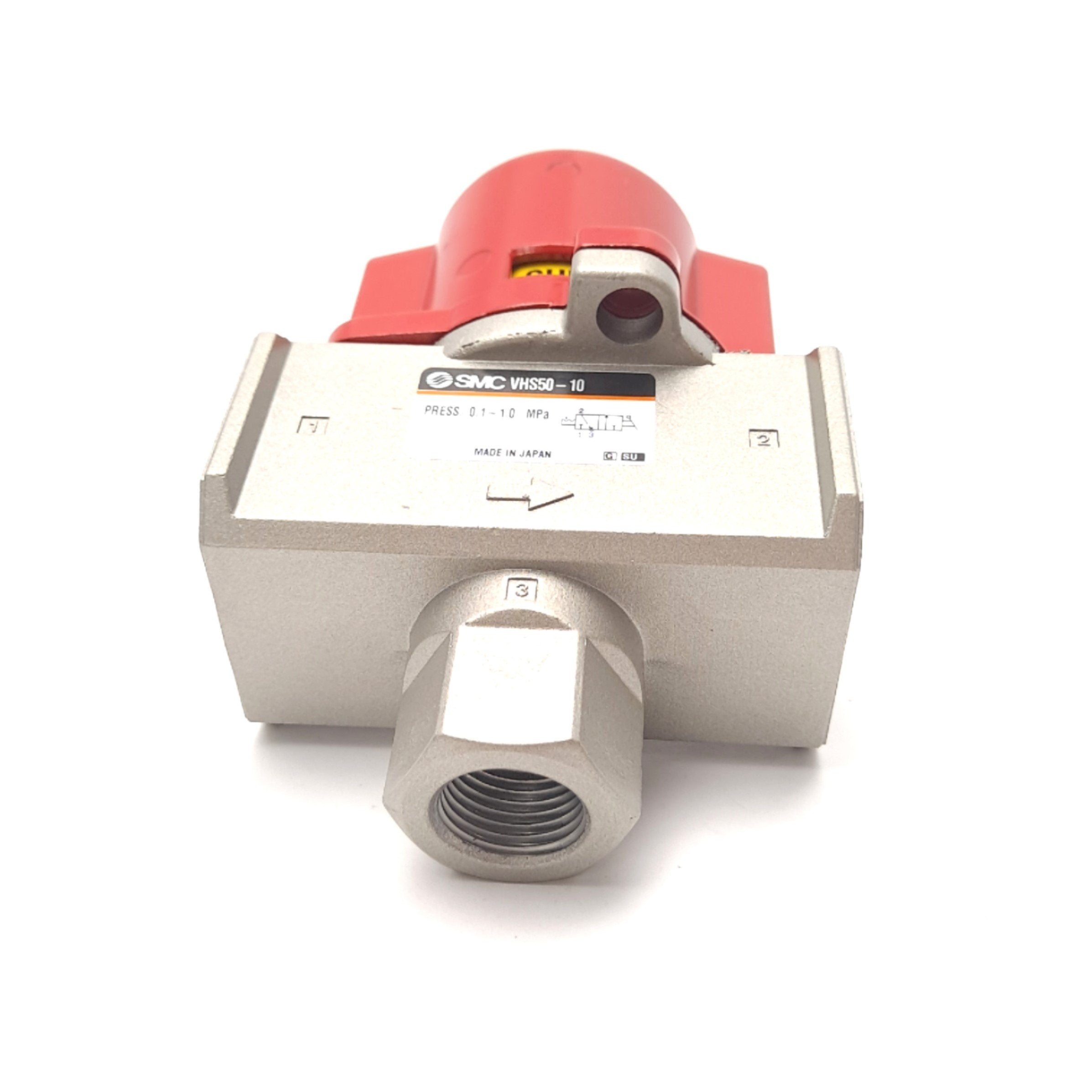 SMC VHS50-10 Lock Out Hand Valve 3 Port 145 PSI In/Out 1" Exhaust 1/2 ...