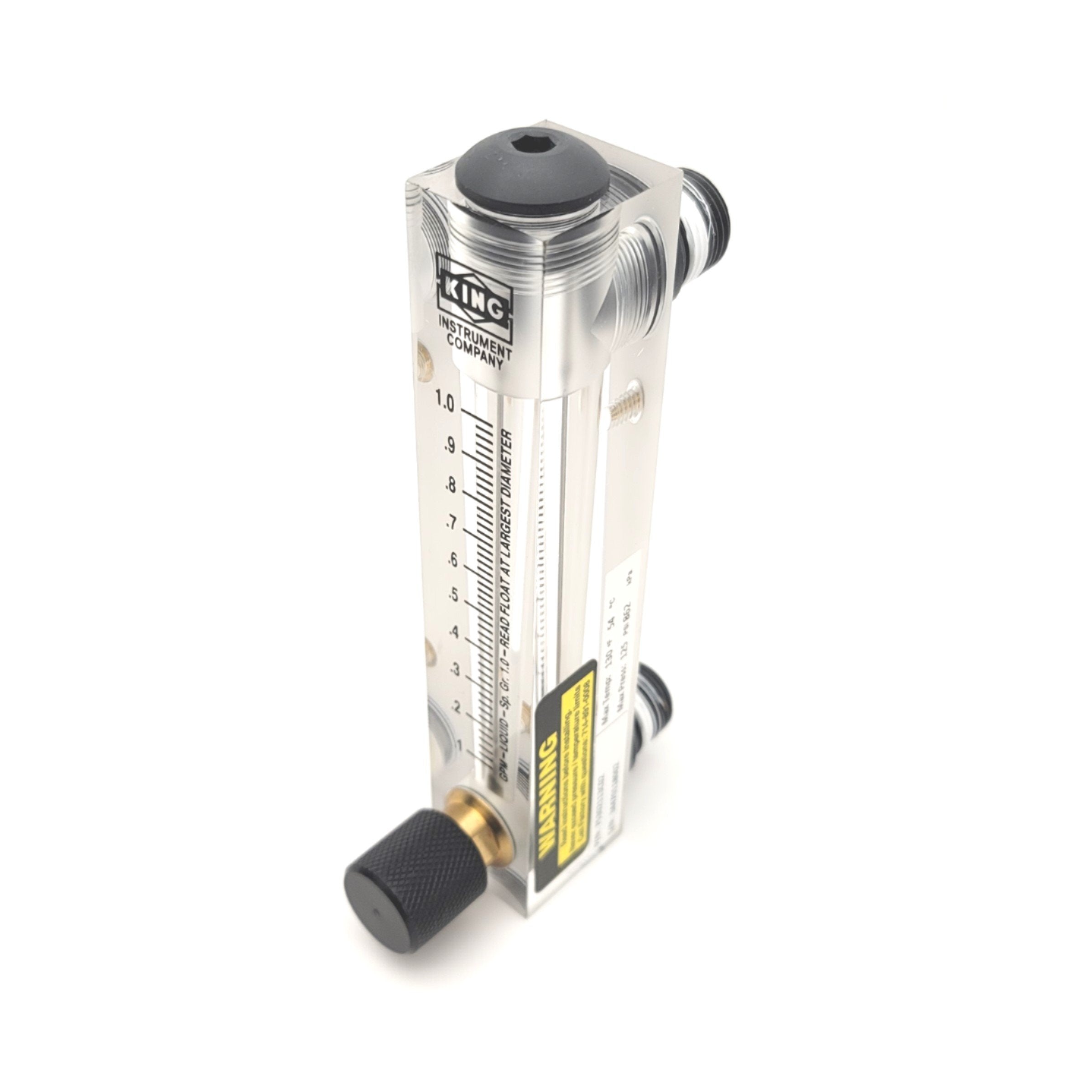 King Instrument 75302113C02 Acrylic Tube Flowmeter With Valve 0-1GPM ...