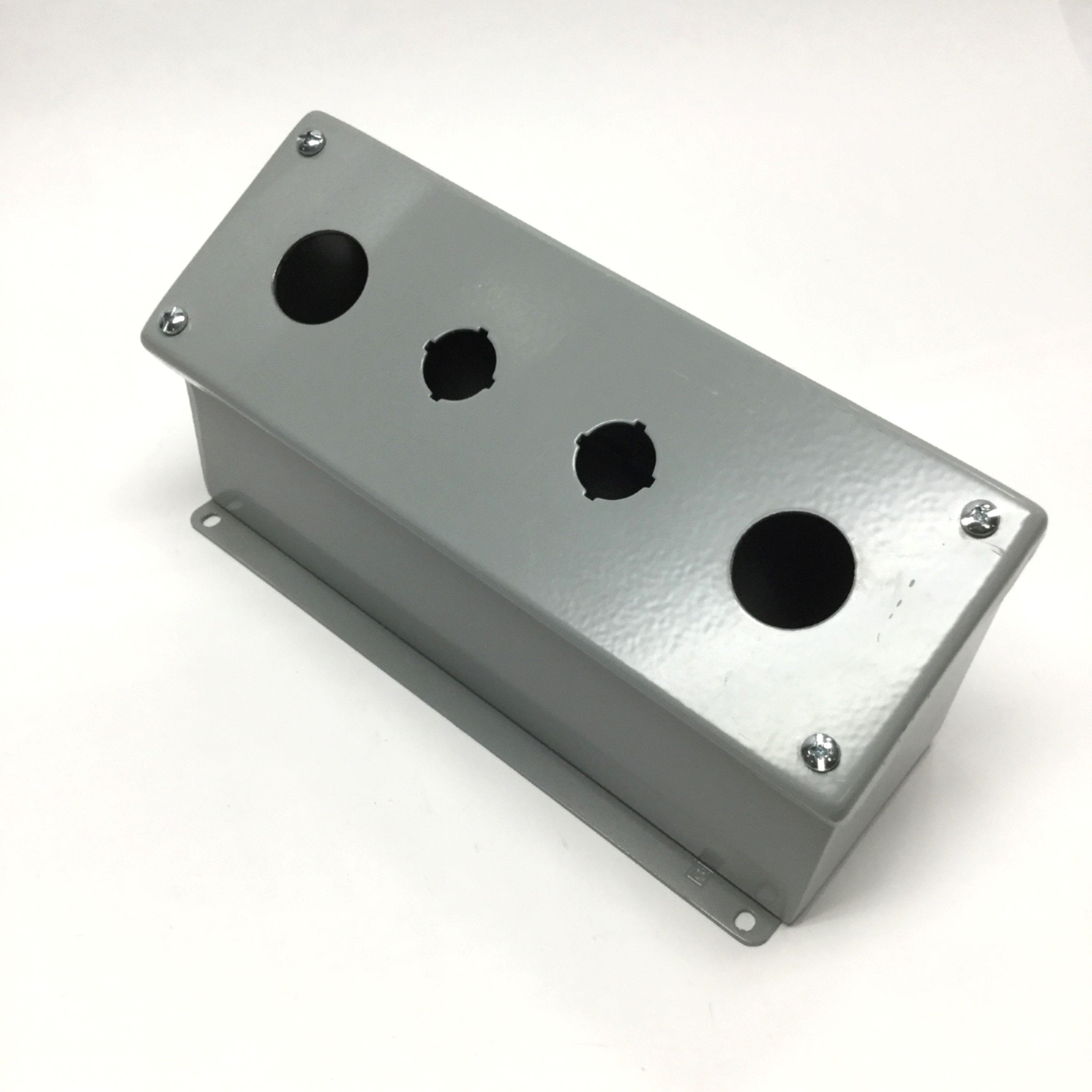 Hoffman E4PBAM Sloped Pushbutton Enclosure Box 4-Hole, Steel, Gray *Mo ...