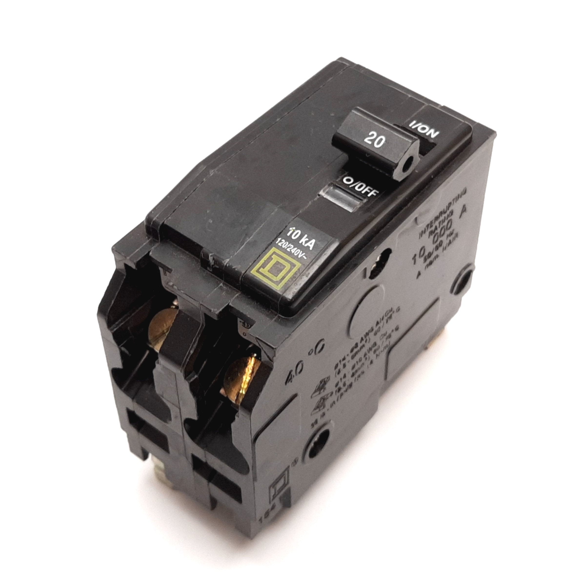 Square D QO220 Mini Circuit Breaker, 2-Pole, Rating: 20A 120/240VAC ...