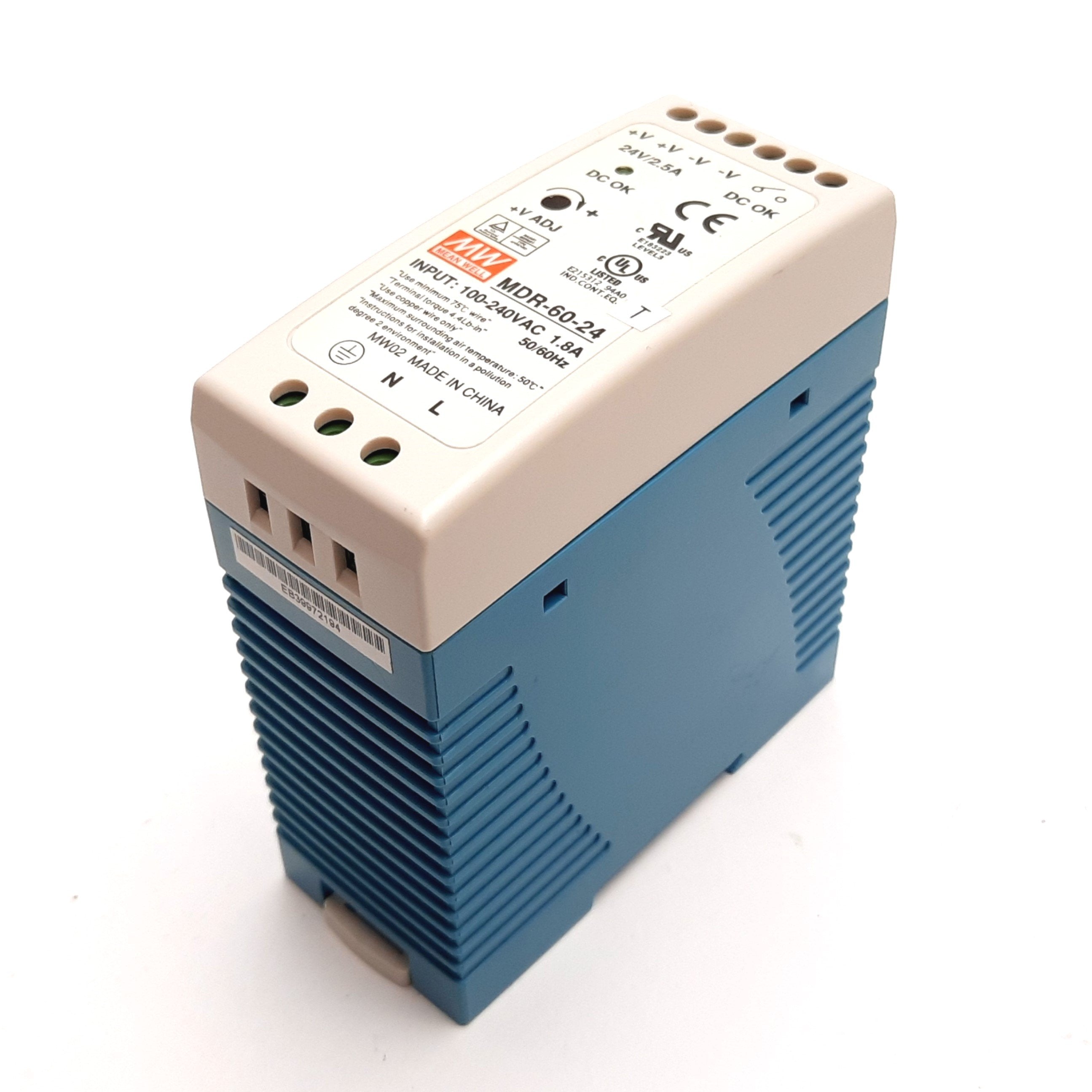 Mean Well MDR-60-24 Power Supply, Input: 100-240VAC 1.8A, Output: 24VD ...