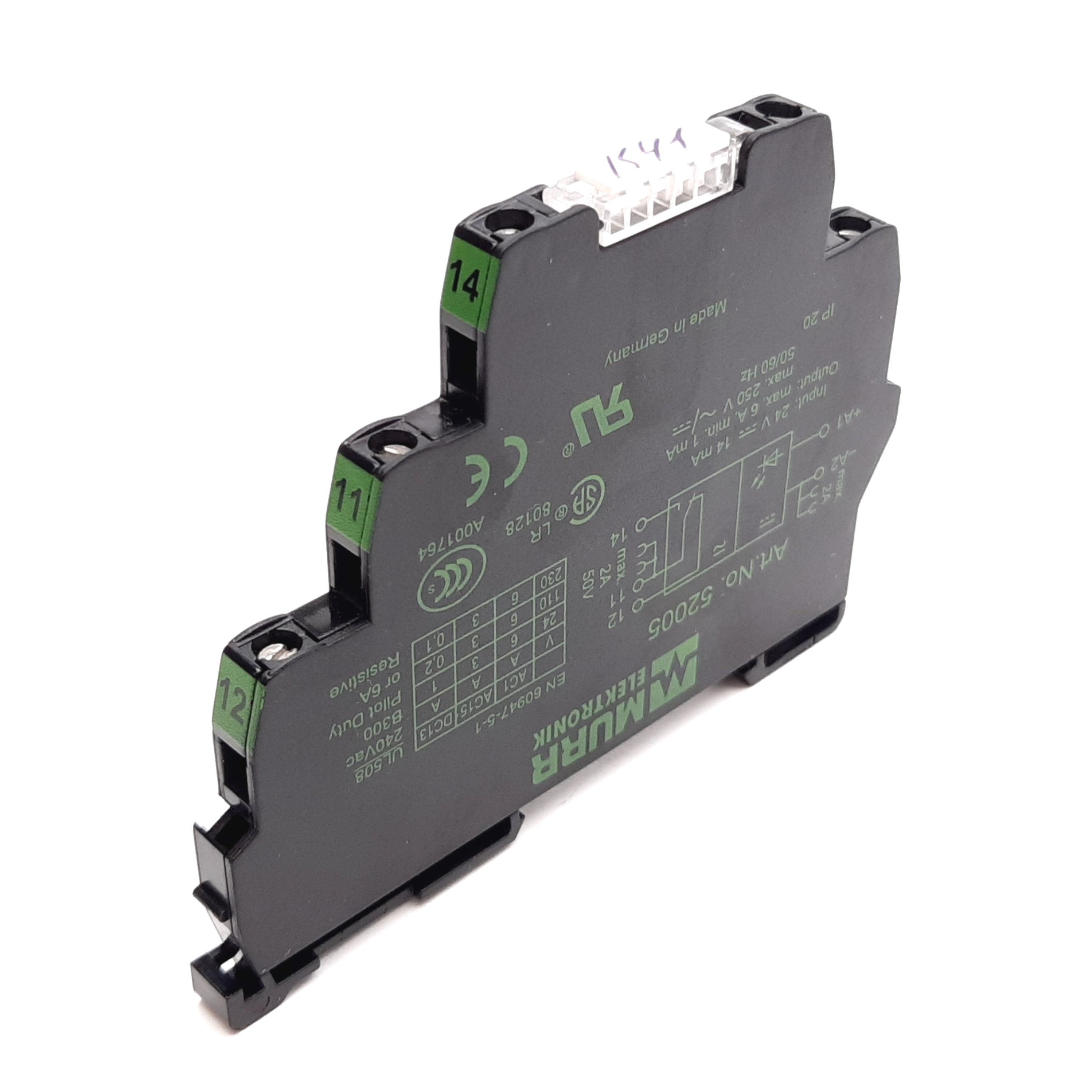 Murr Elektronik 52005 Relay, SPDT, Input: 24VDC, Output: 6A 250VAC/DC ...