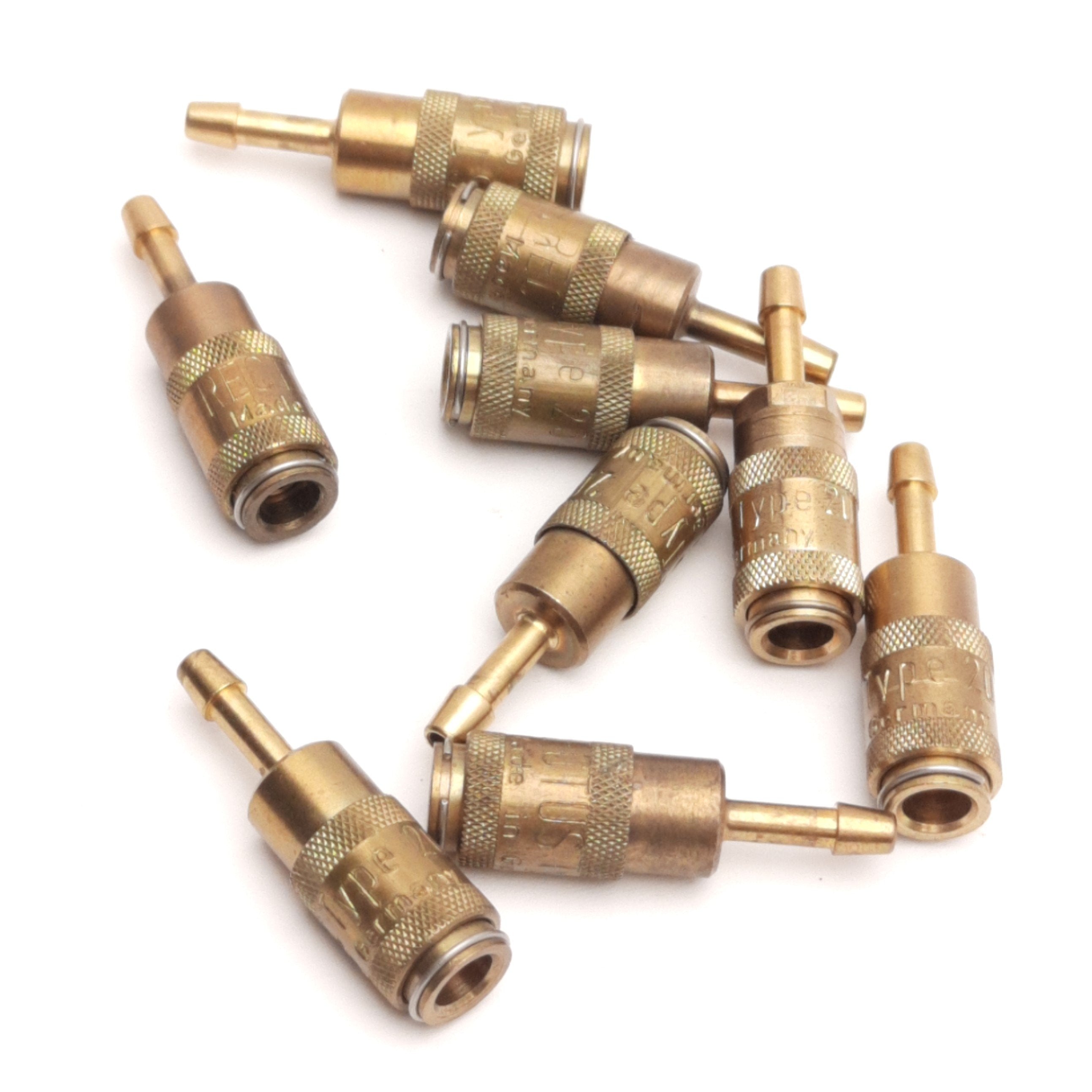 Lot of 9 Rectus Type 20 Pneumatic Quick Connect Couplers, 4mm Hose Bar ...