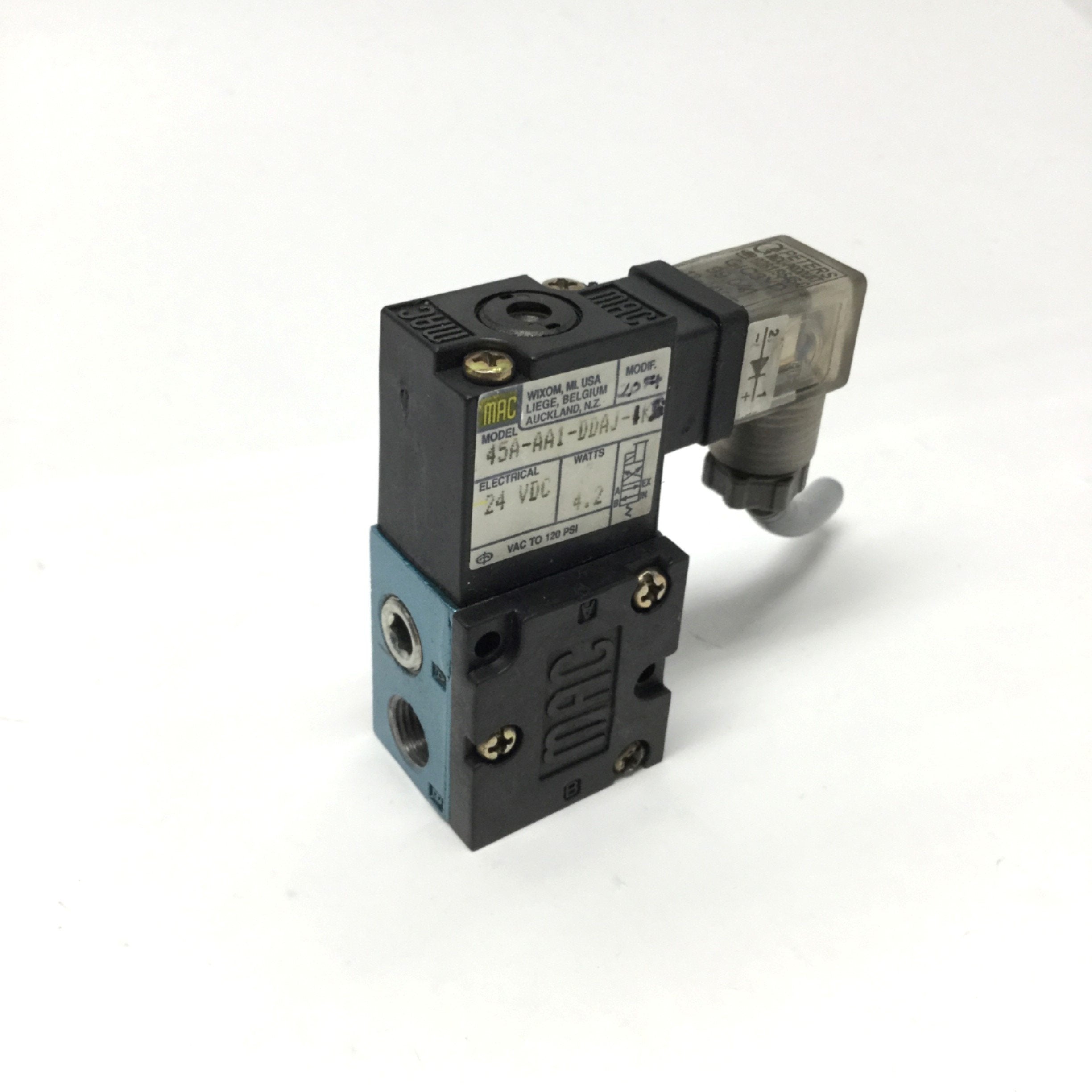 Mac 45A-AA1-DDAJ-1KG Solenoid Valve, 4-Port 2-Position, 24VDC, Vac to ...