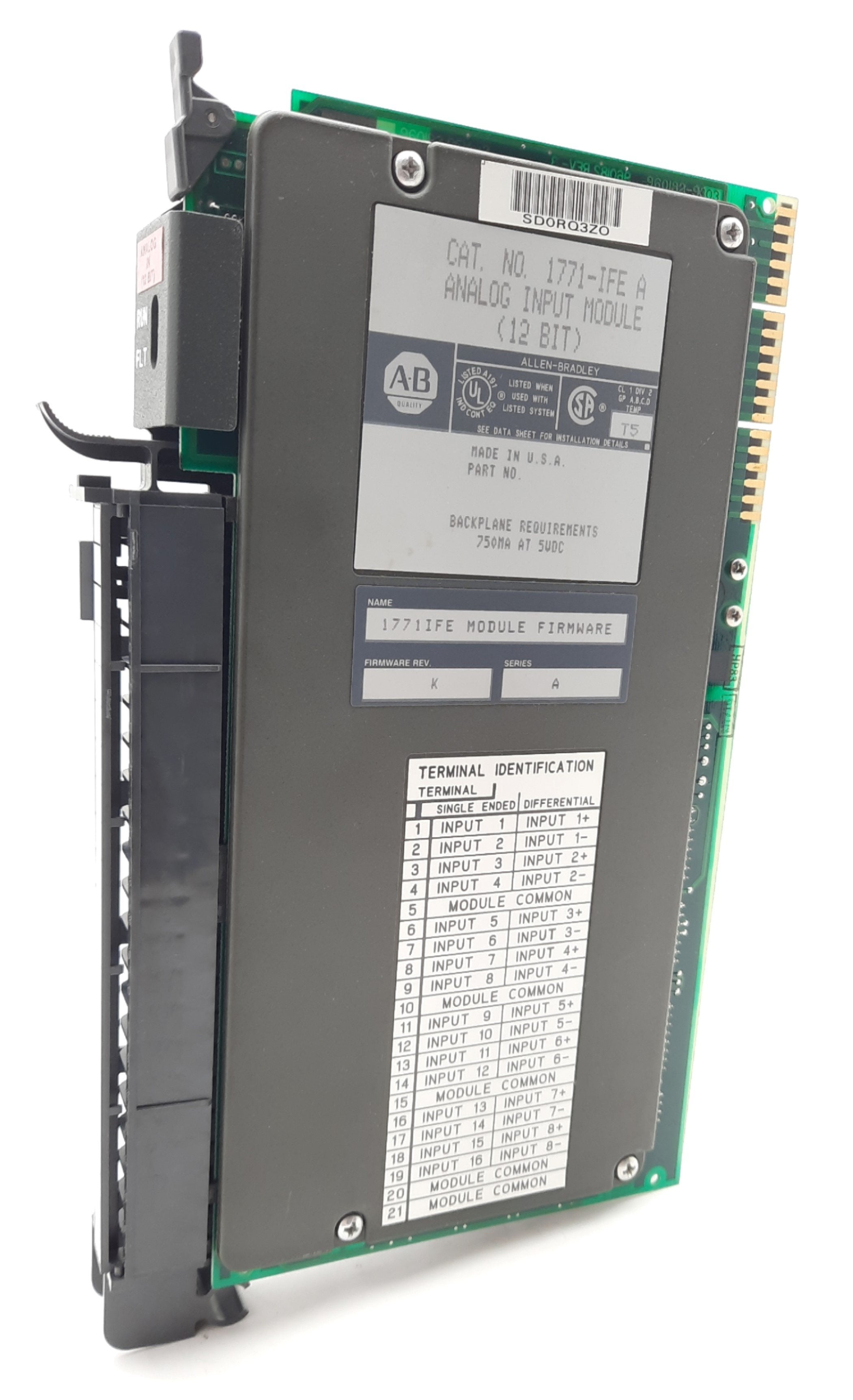 Allen Bradley 1771-IFE Series A Rev. K Analog Input Module 12 BIT 750M ...