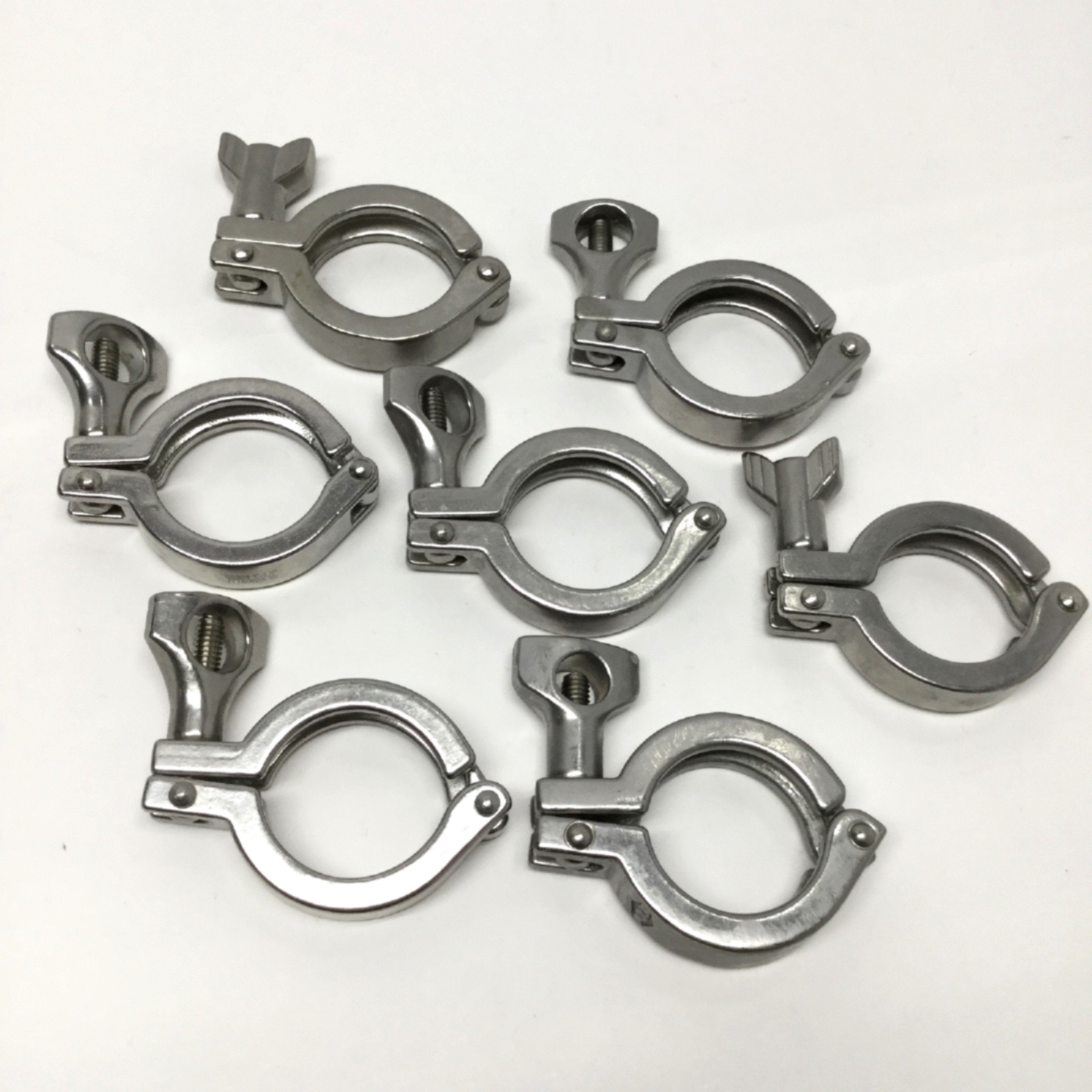 Lot of 7 13MHHM Stainless Steel Heavy Duty Sanitary Tri-Clamp Fittings ...