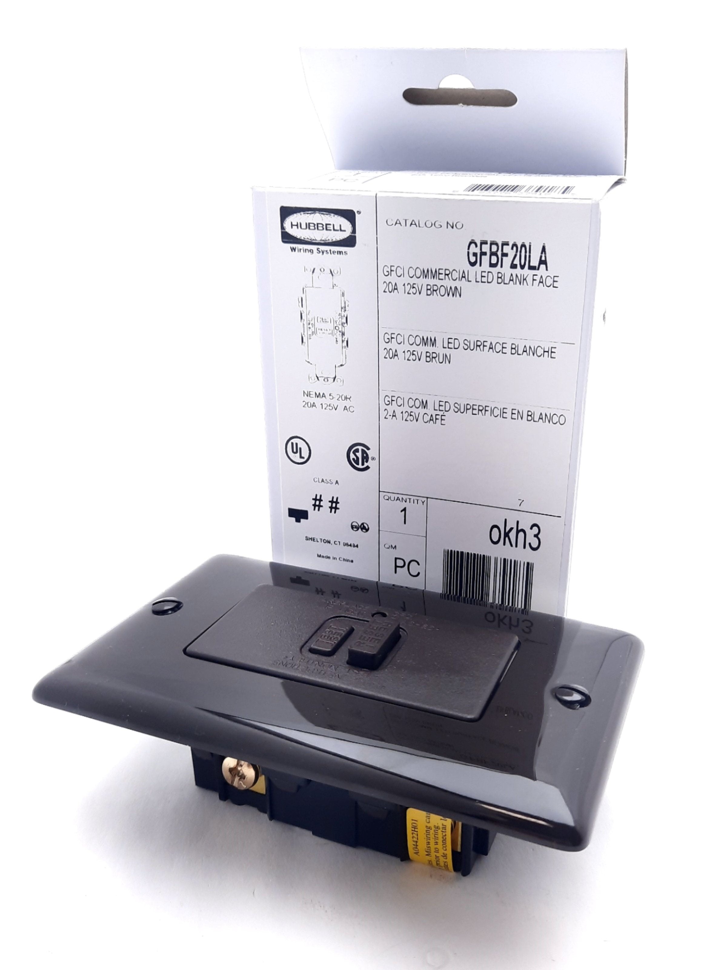 Hubbell GFBF20LA Brown Faceless GFCI Receptacle with LED Indicator 20A ...