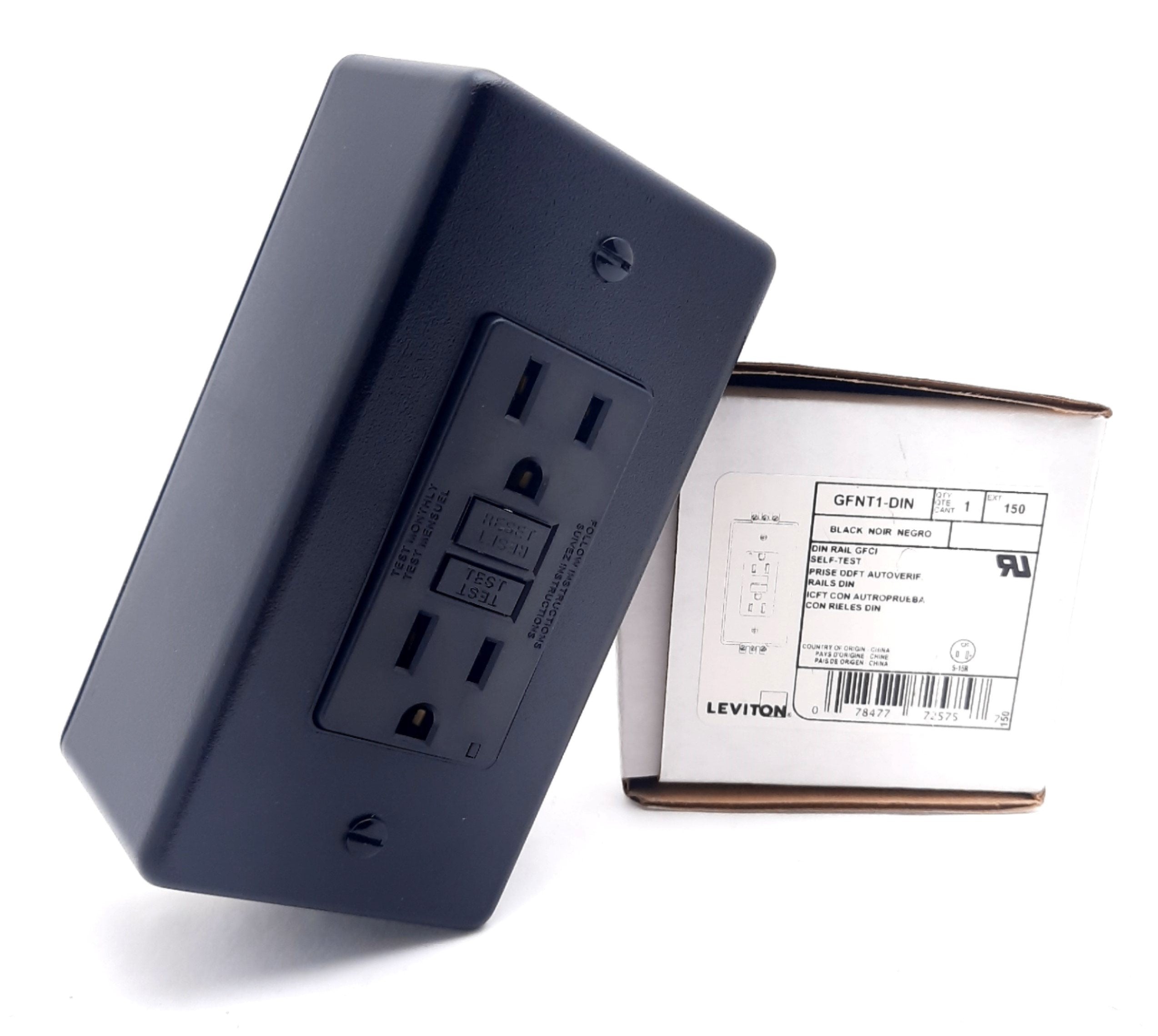 Leviton GFNT1-DIN Industrial DIN Rail Duplex Receptacle 2 Pole, 15A, 1 ...