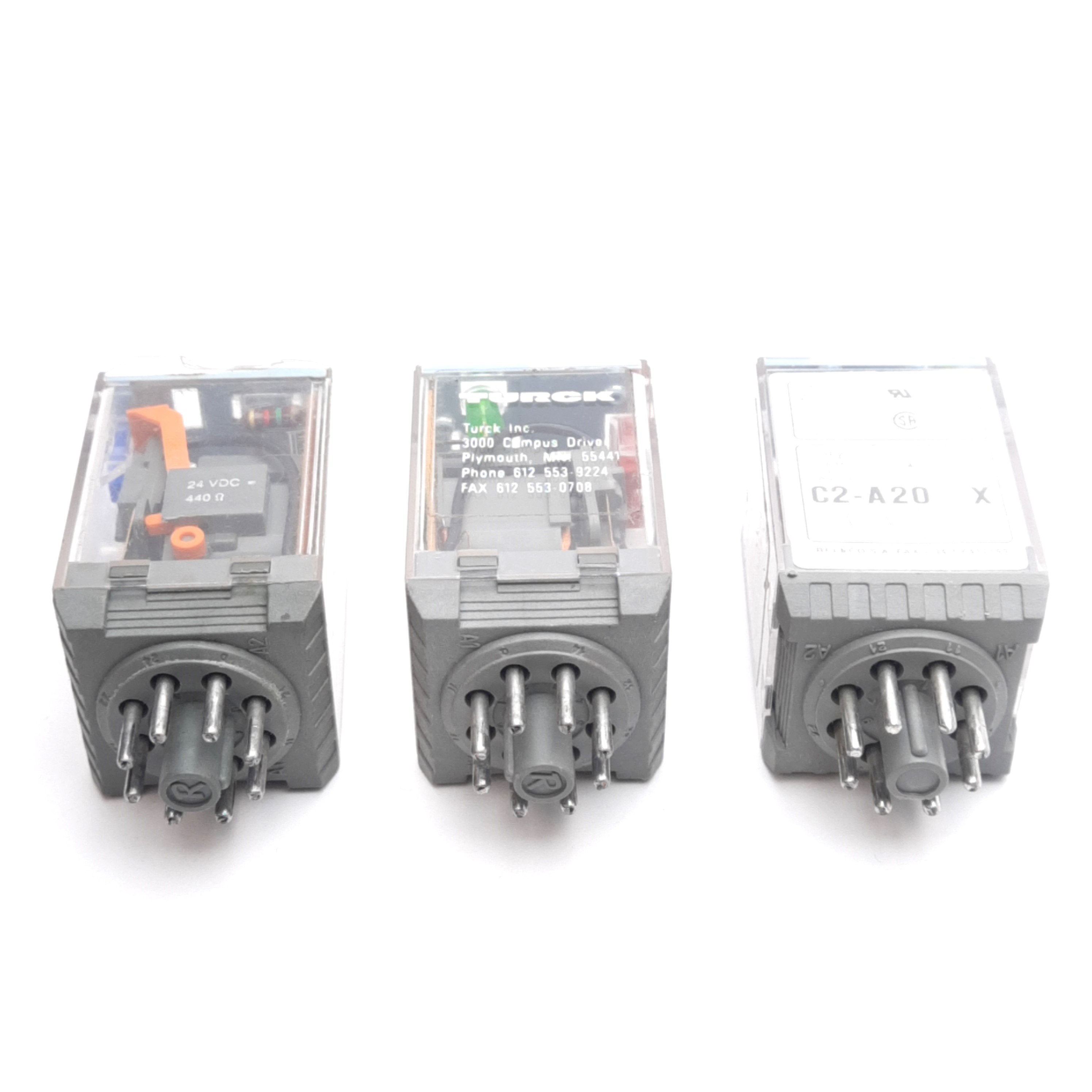 Lot of 3 Turck C2-A20X/024VDC Power Relay, 24VDC Coil, DPDT, 8-Pin, 10 ...