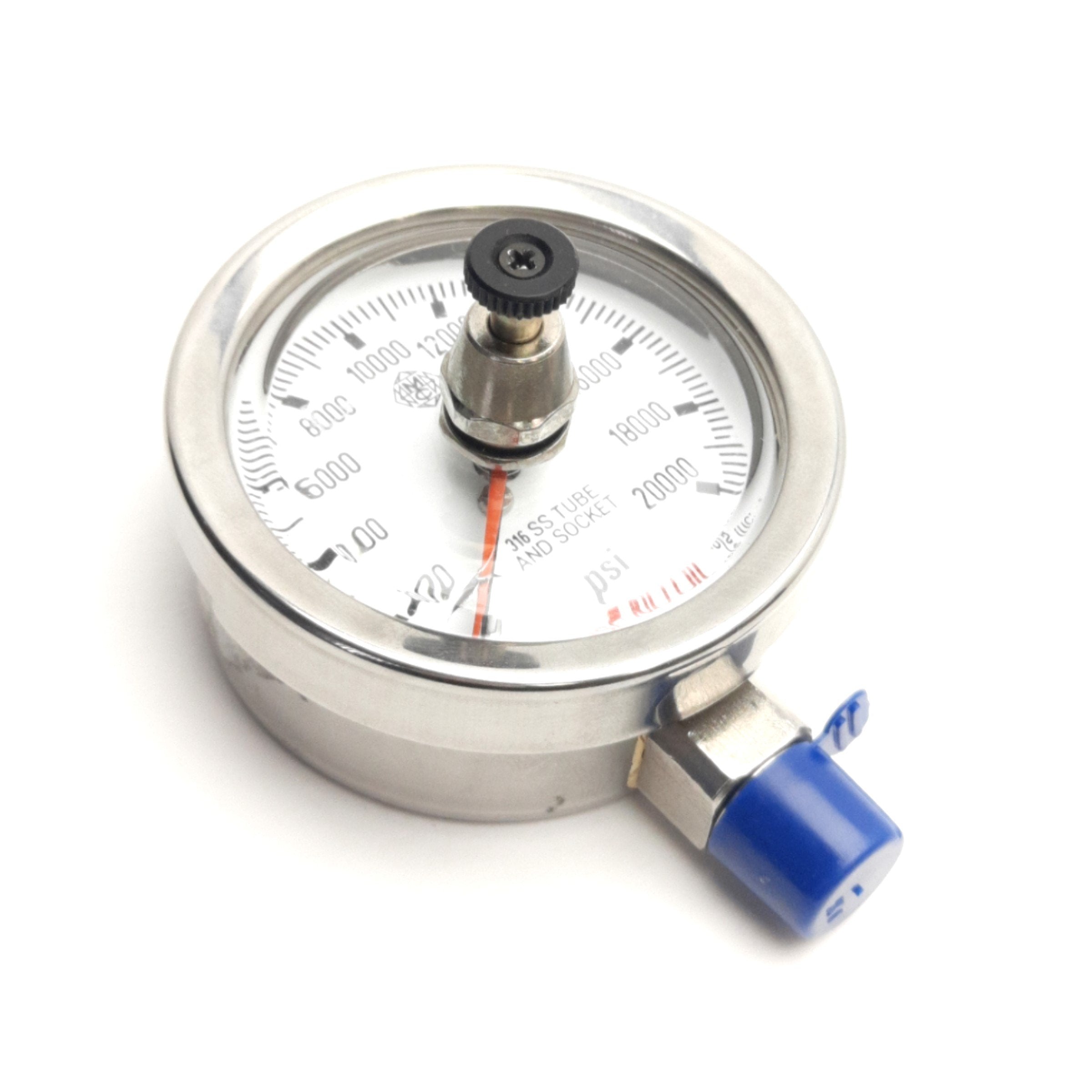 McDaniel Controls Model KR Pressure Gauge, 0-20000Psi, 1/4" NPT, w/ Ma ...