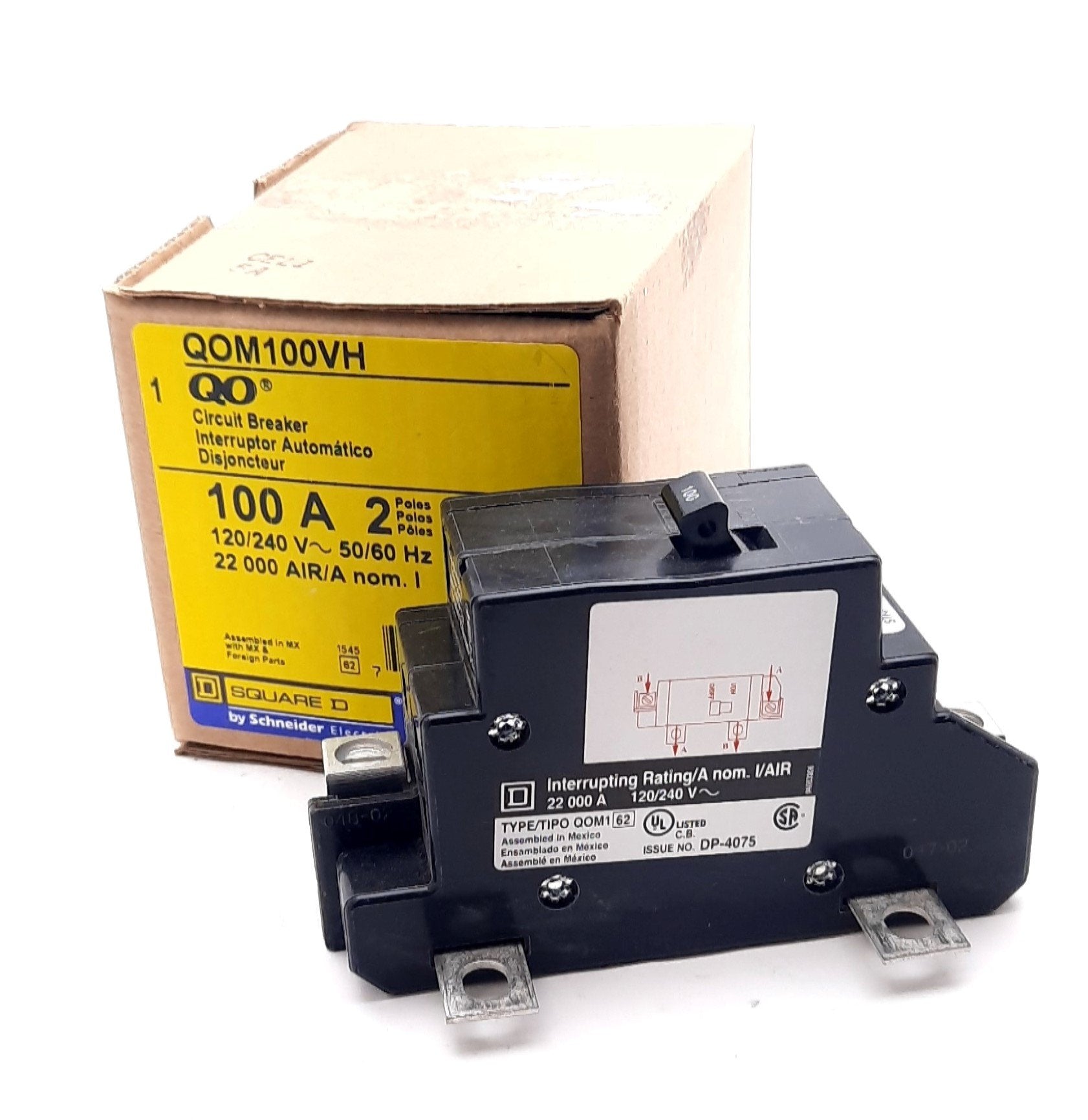 Square D QOM100VH Main Circuit Breaker 2 Pole Single Phase 120/240VAC ...