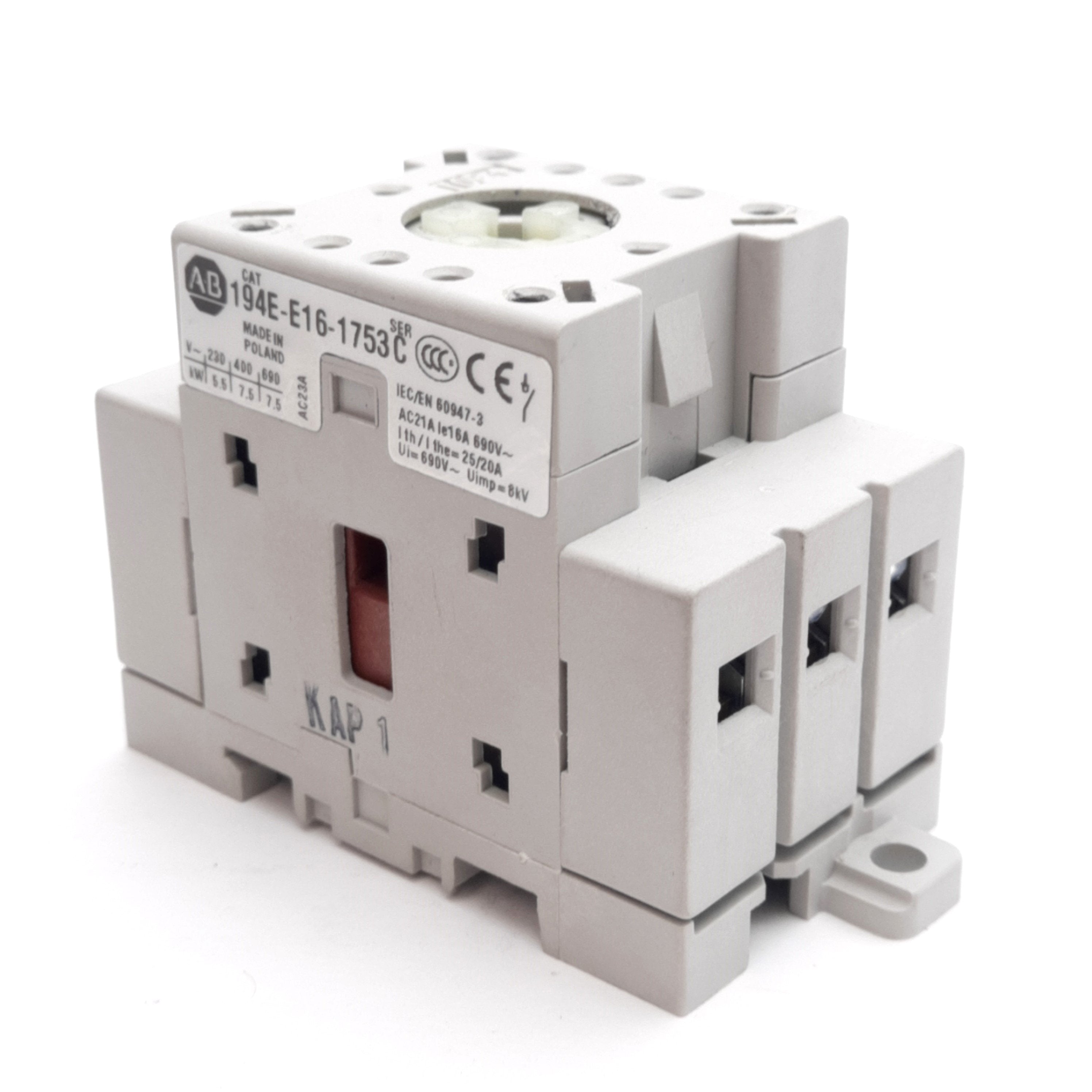 Allen Bradley 194E-E16-1753 Disconnect Switch, 3-Pole, 600VAC 16A, DIN ...