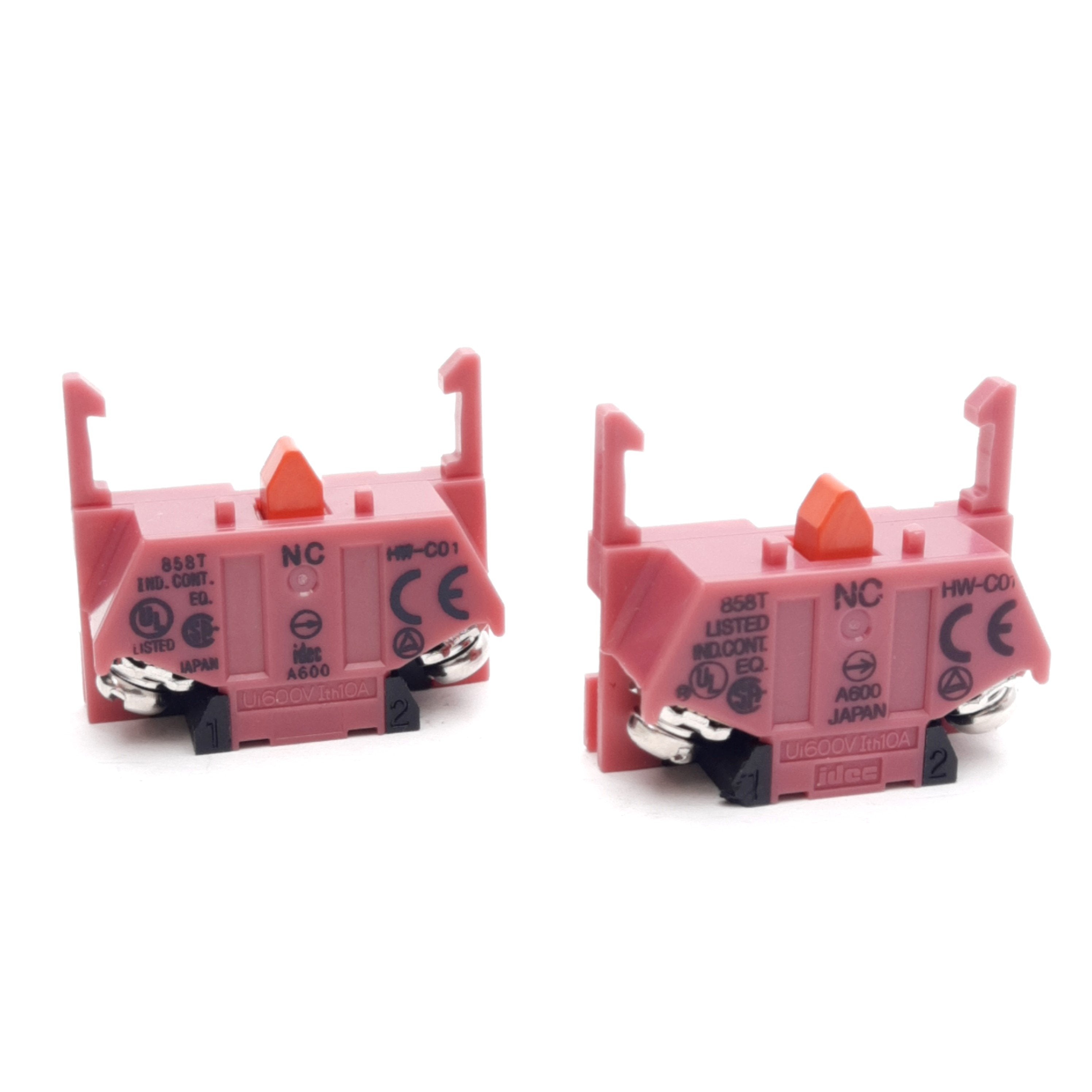 Lot of 2 Idec HW-C01 Switch Contact Blocks, SPST-NC, 600V 10A, Screw C ...