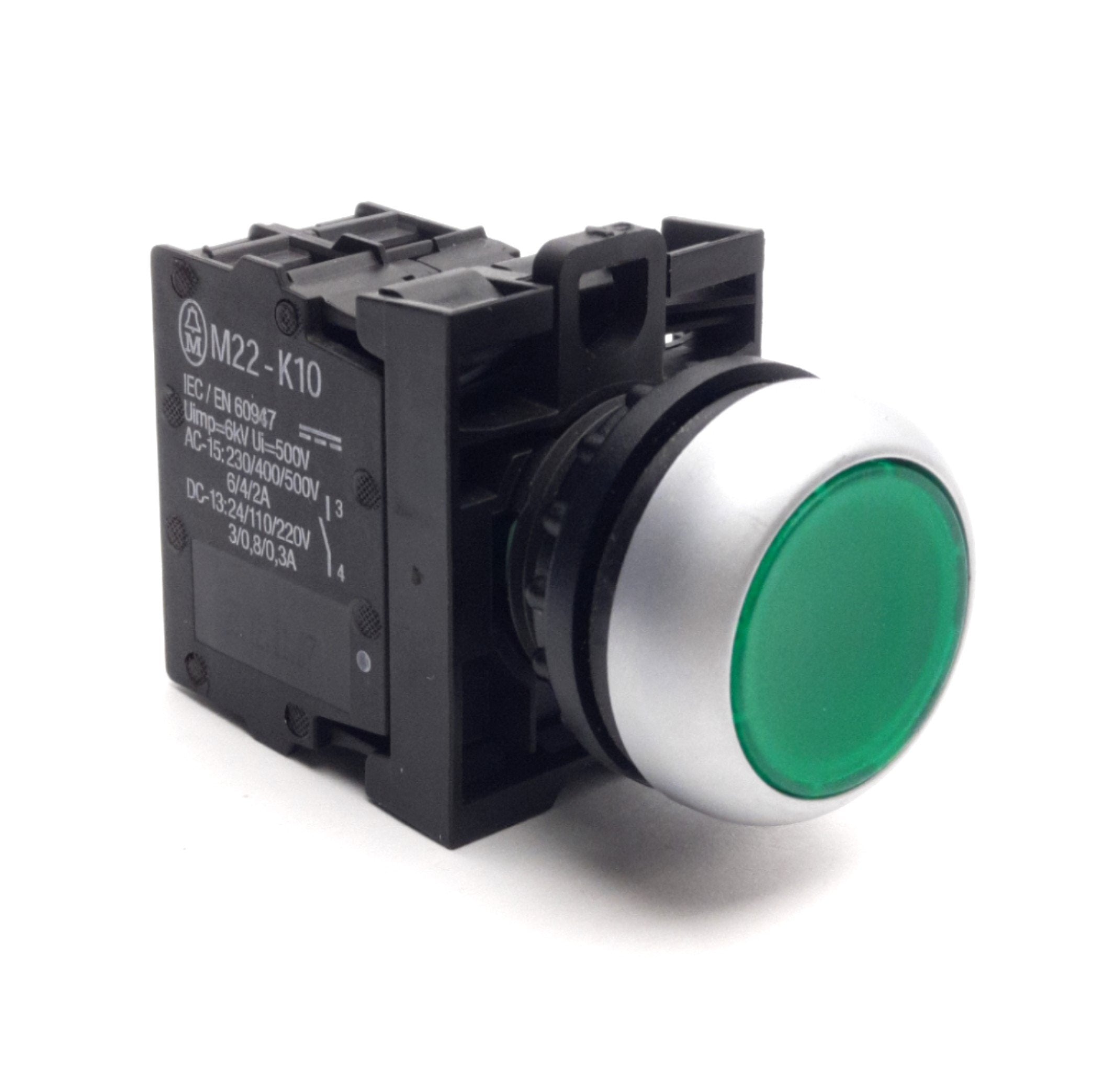 Moeller M22-DL-G-K10-230-G 22mm Pushbutton, 1NO Contact, Flush/Momenta ...
