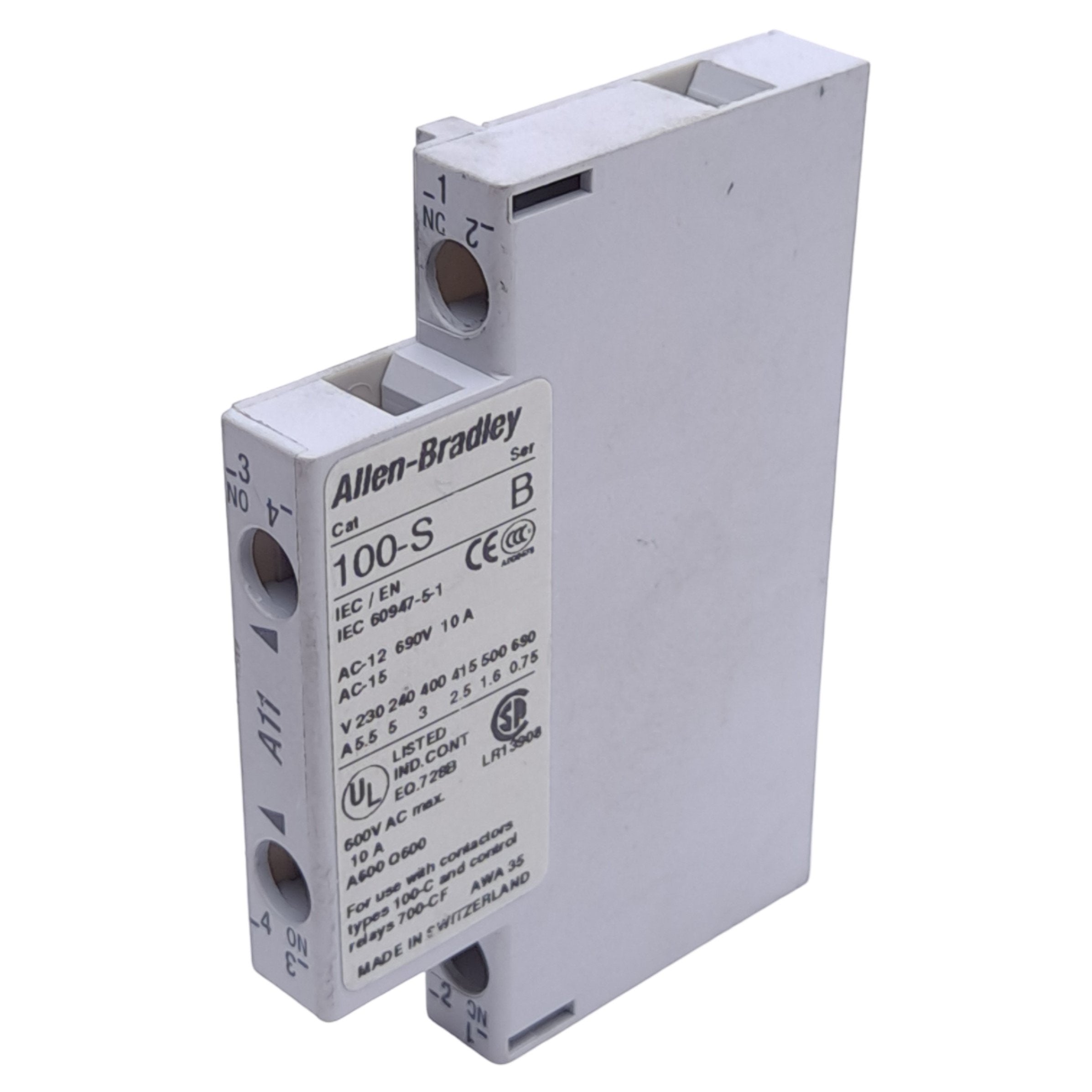 Allen Bradley 100-SA11 Auxiliary Contact Block, 1 NO 1 NC, For 100-C ...