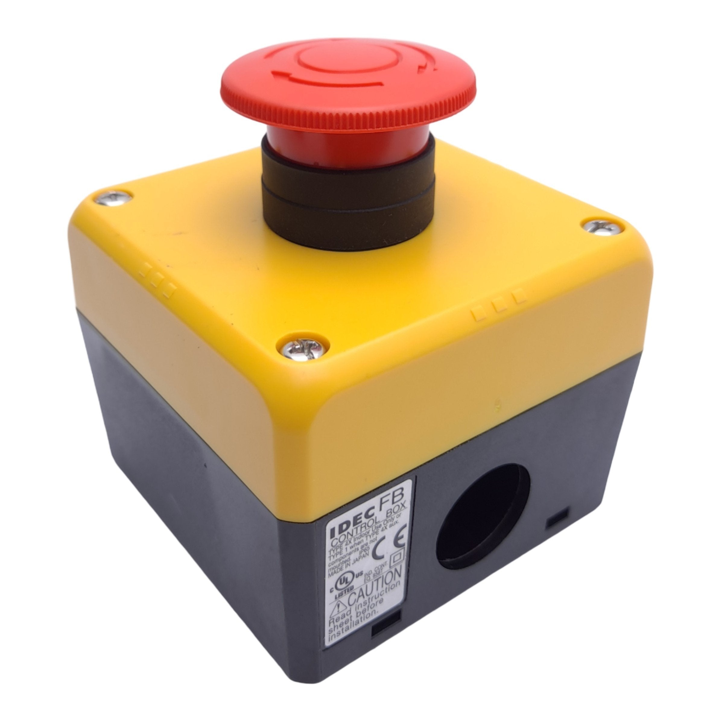 Idec FB1W-HW1B-V402R Emergency E-Stop Pushbutton Switch Enclosure, Twi ...