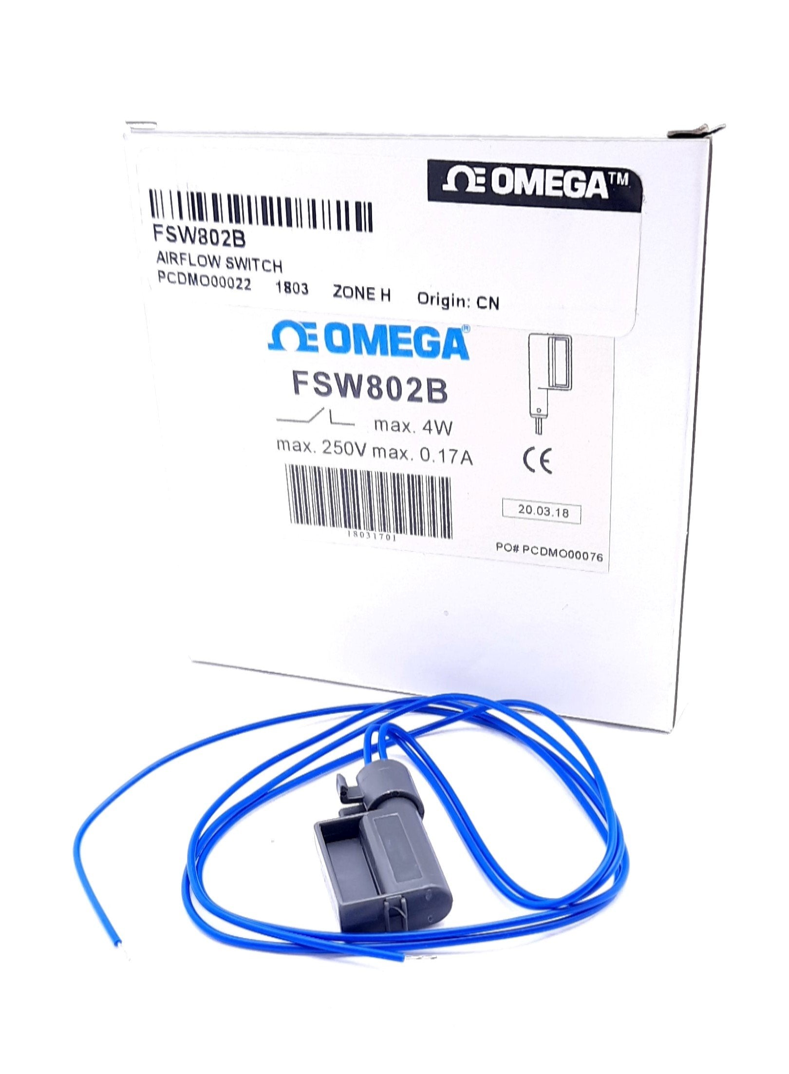 Omega FSW802B Compact Fan and Filter Fan Air Flow Monitor 60VDC N.O 49 ...