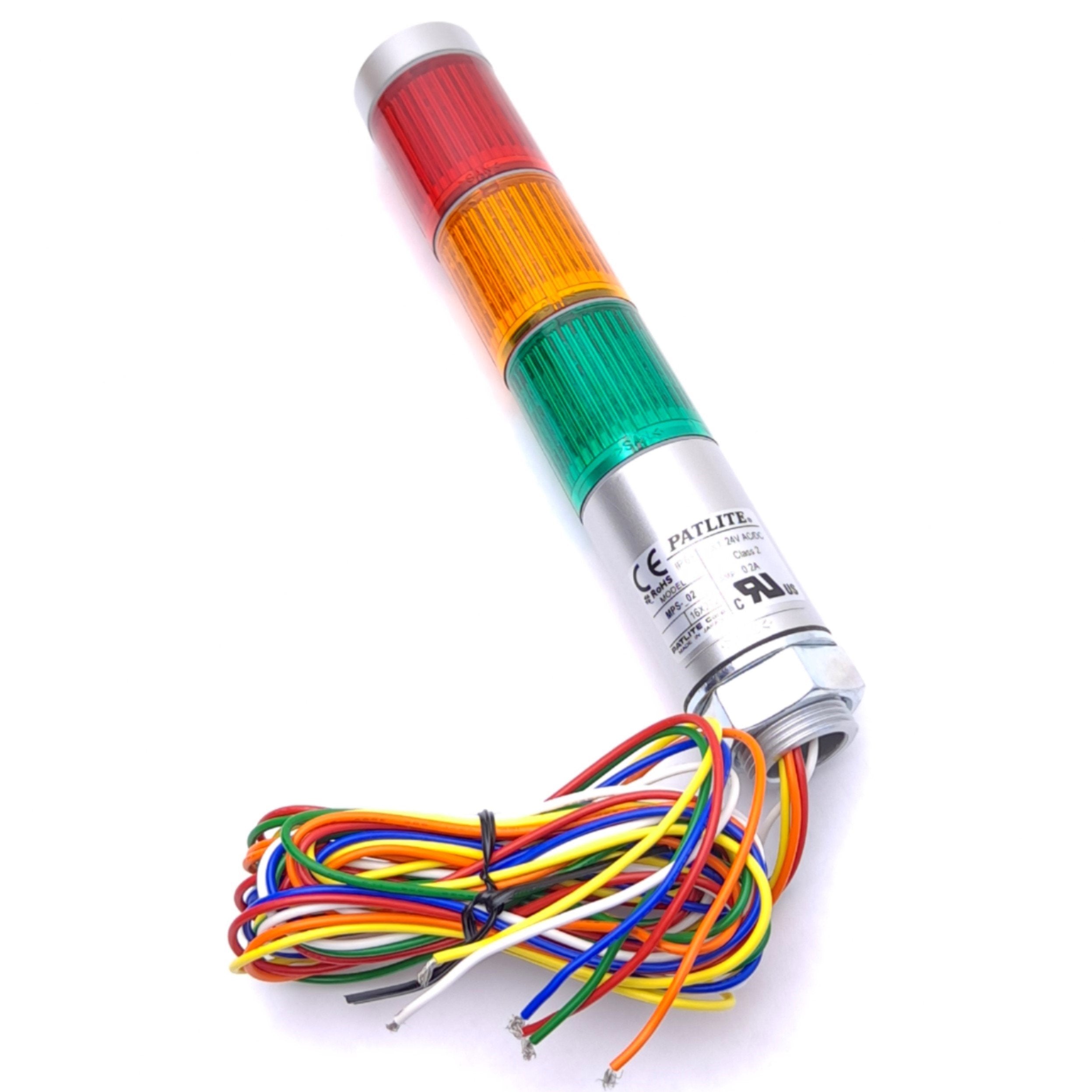 Patlite MPS-302-RYG Light Tower Indicator, ø30mm, Red Yellow Green, 24 ...