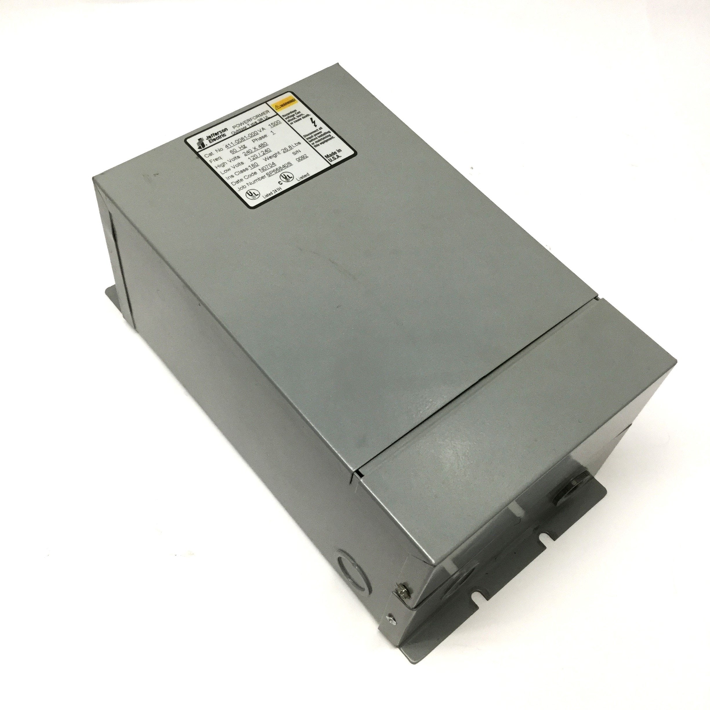 Jefferson 411-0081-000 Powerformer Transformer 1.5kVA 240X480V Hi, 120 ...
