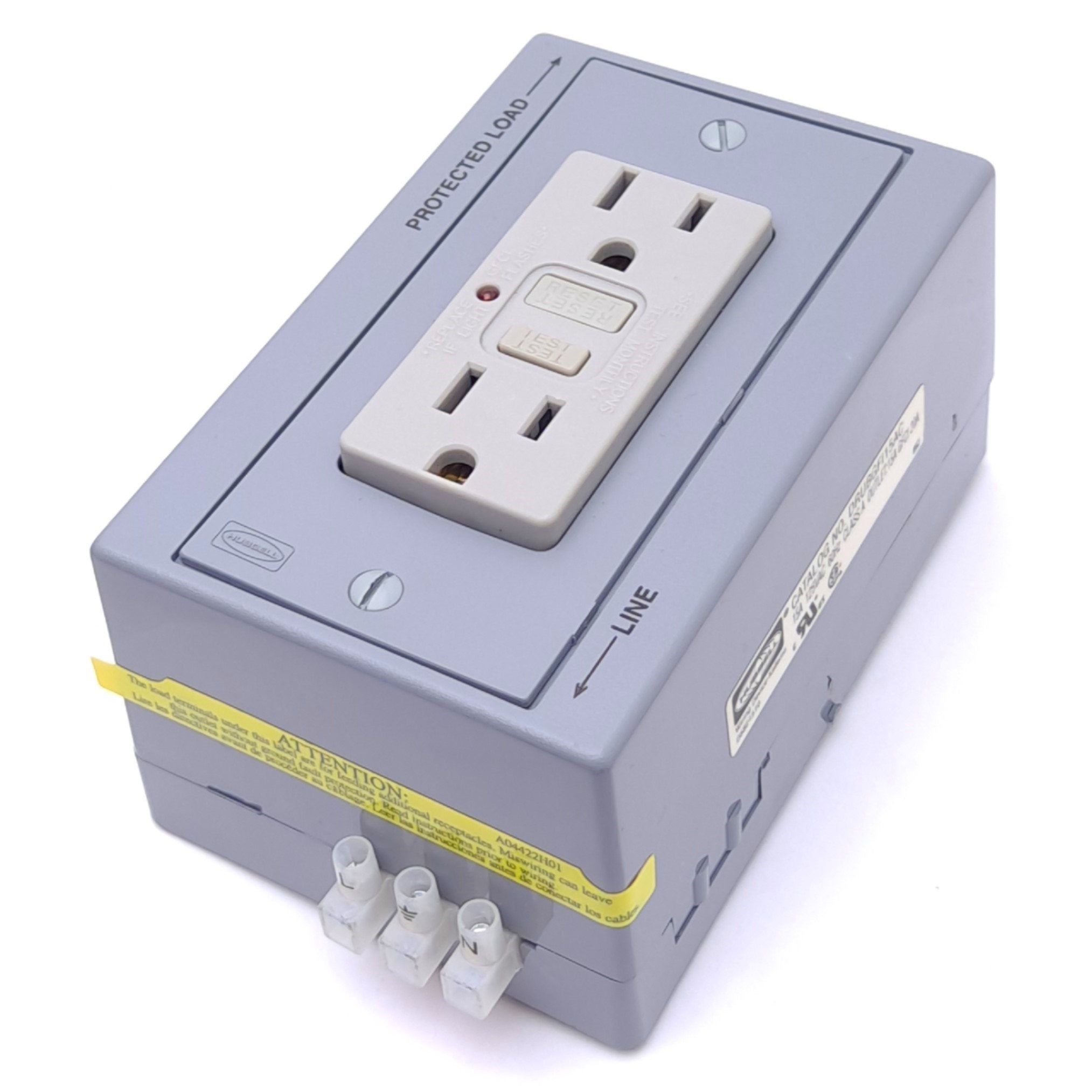 Hubbell DRUBGFI15AC DIN Rail Utility Box w/ Outlet, 2-Pole 3-Wire, 15A ...
