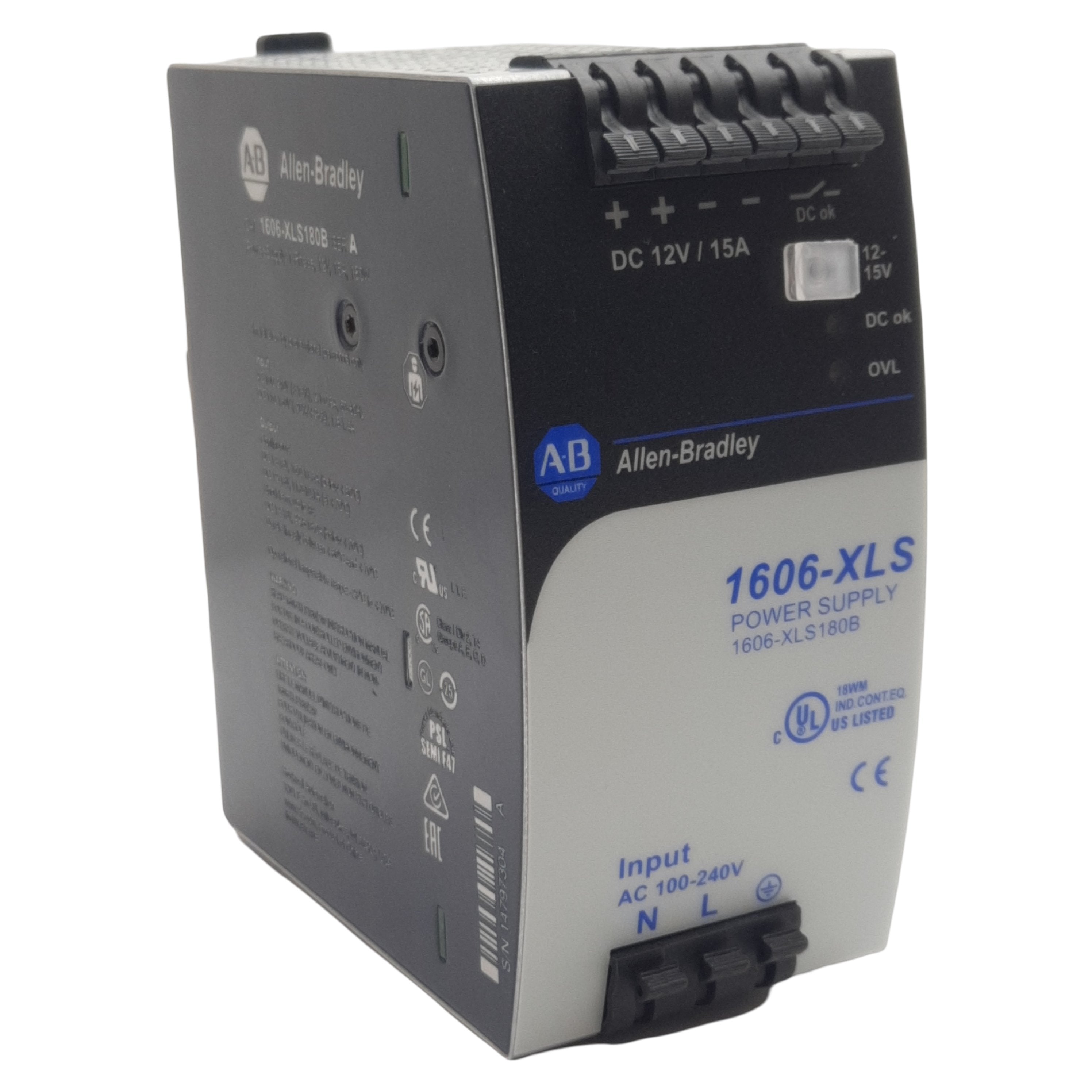Allen Bradley 1606-XLS180B Power Supply 1-Phase, 240VAC/150VDC In, 15V ...