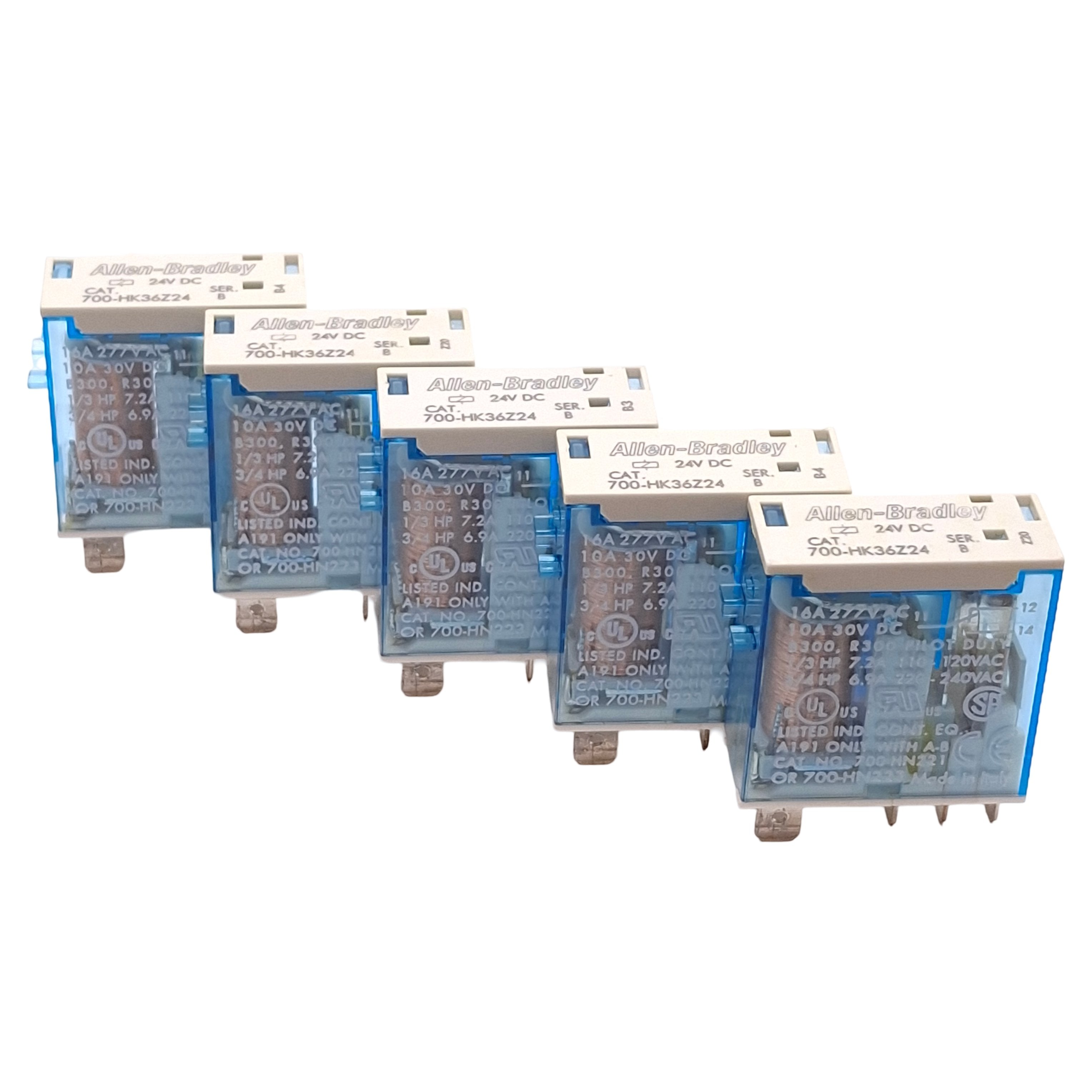 Lot of 5 Allen Bradley 700-HK36Z24 Slim Line Relay, SPDT, 16A 277VAC ...