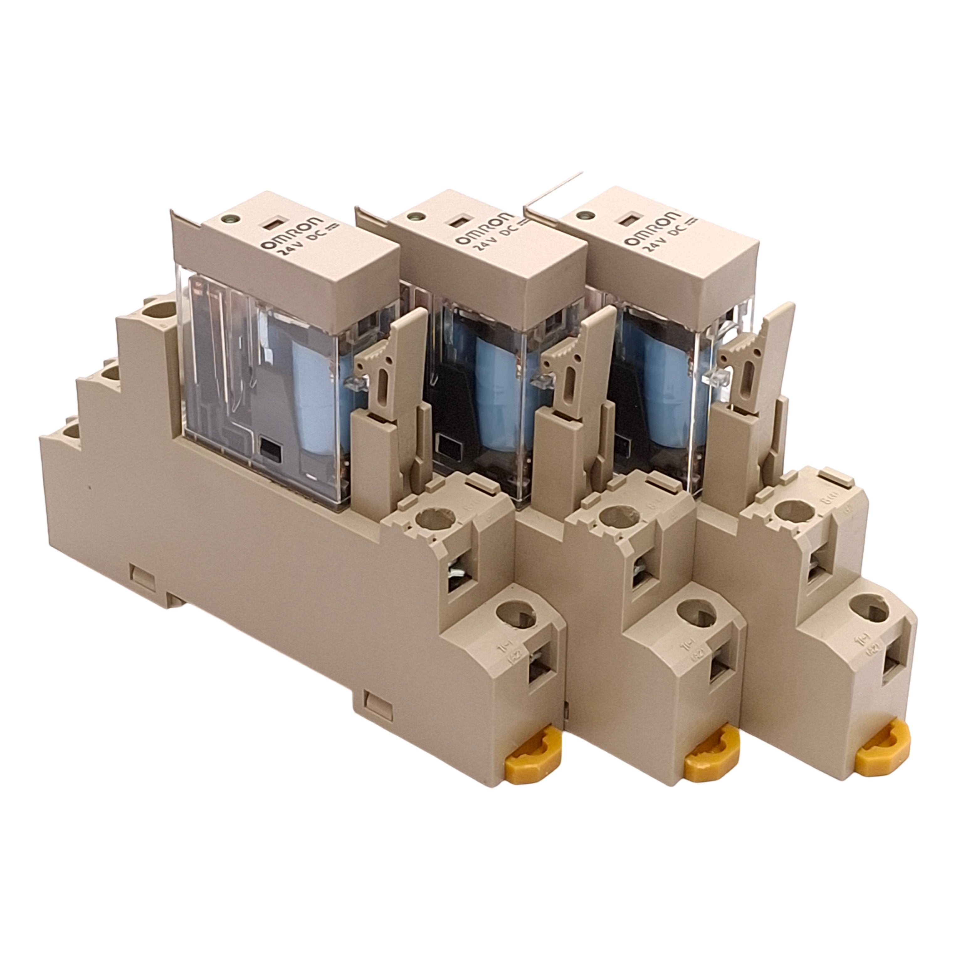 Lot of 3 Omron G2R-2-SN(S) Relay & Socket, DPDT, 250VAC/30VDC 5A, 24VD ...
